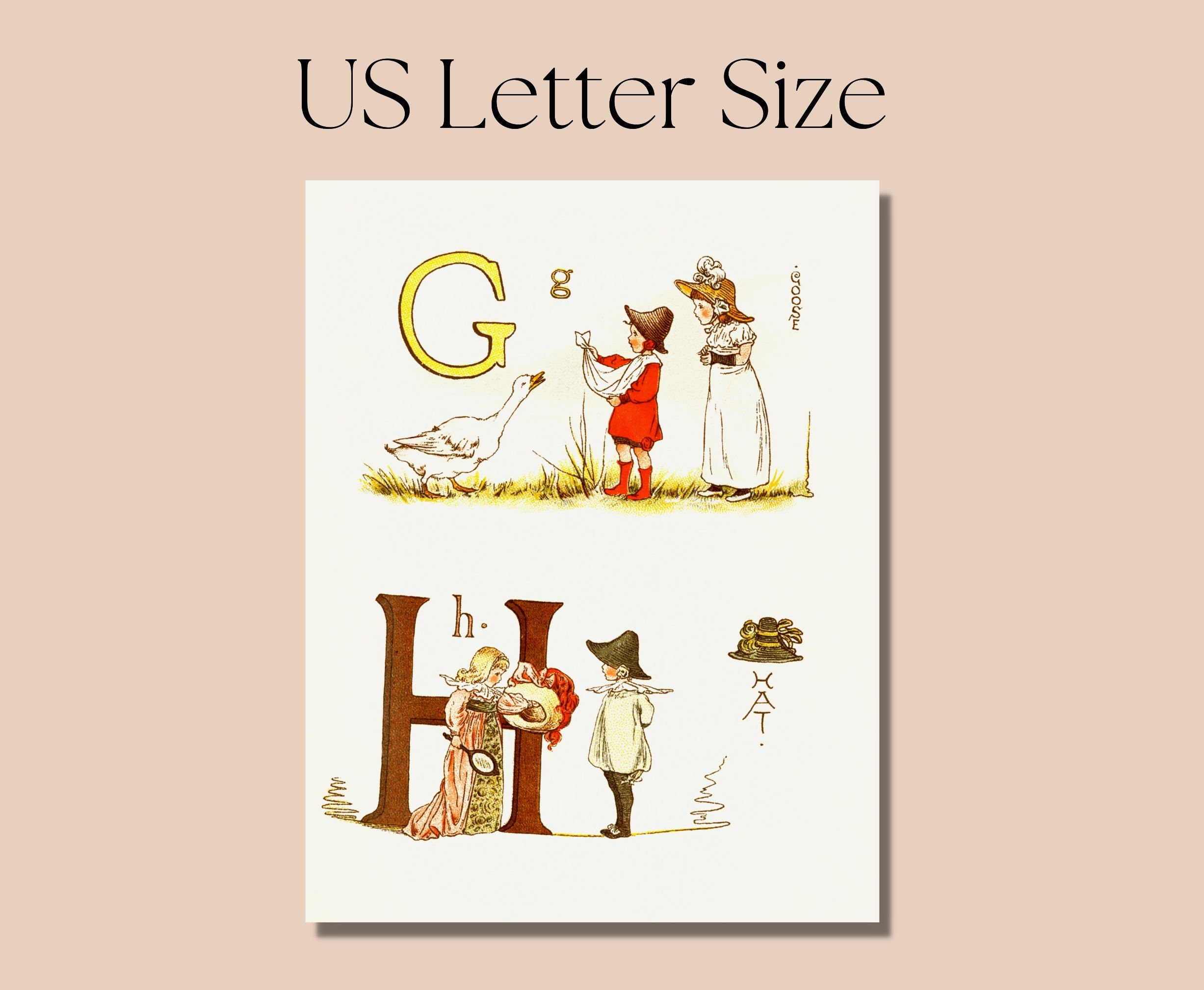 Printable Vintage Alphabet Pages, Alphabet Flashcard Digital Download ...
