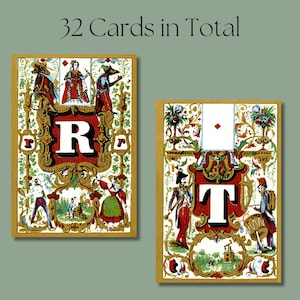 Vintage 'abécédaire' Playing Cards Full Deck, Printable French Playing ...