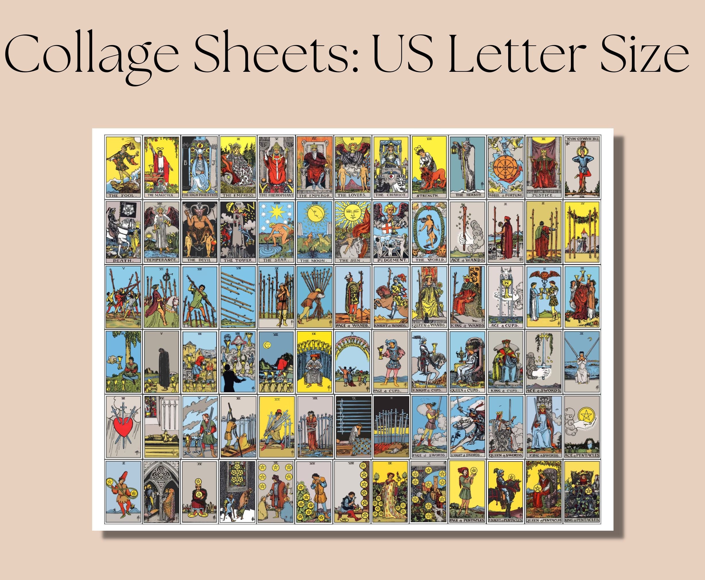 Printable Mini Tarot Card Deck Stickers, Black & White and Color Rider ...