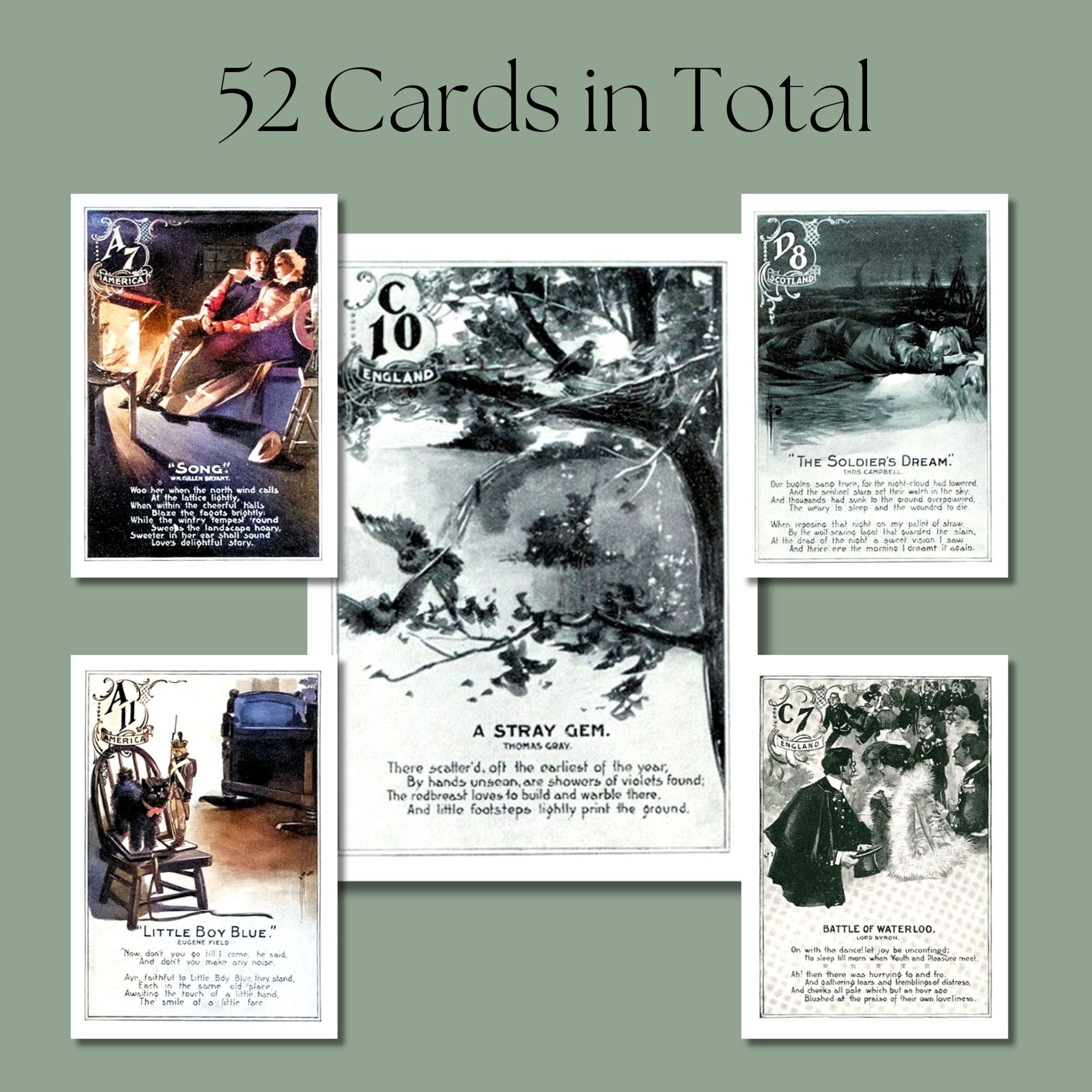 Vintage 'poems' Playing Cards Full Deck, 19th Century Cards, History of ...