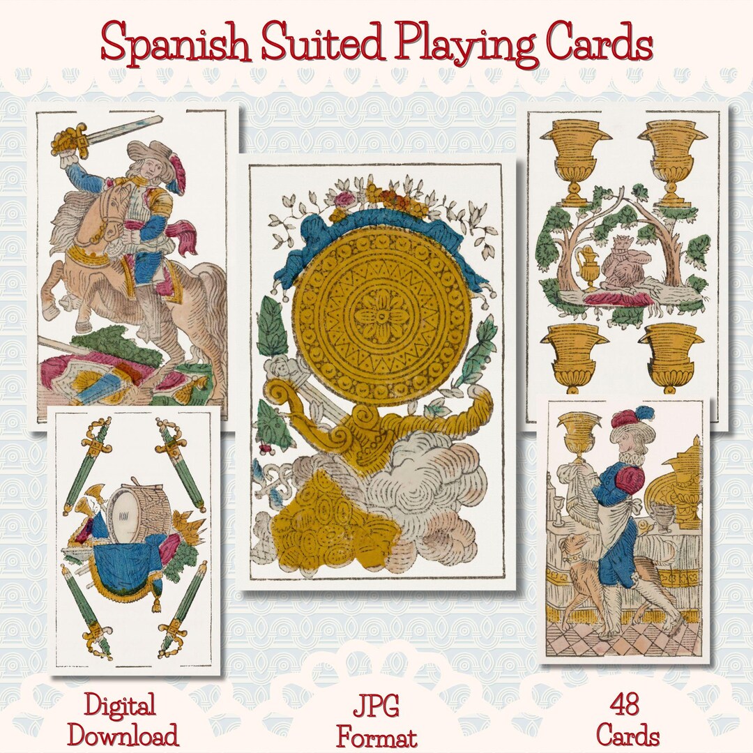 Antique Spanish Playing Cards 1800s • Large Baraja Española Art Prints ...