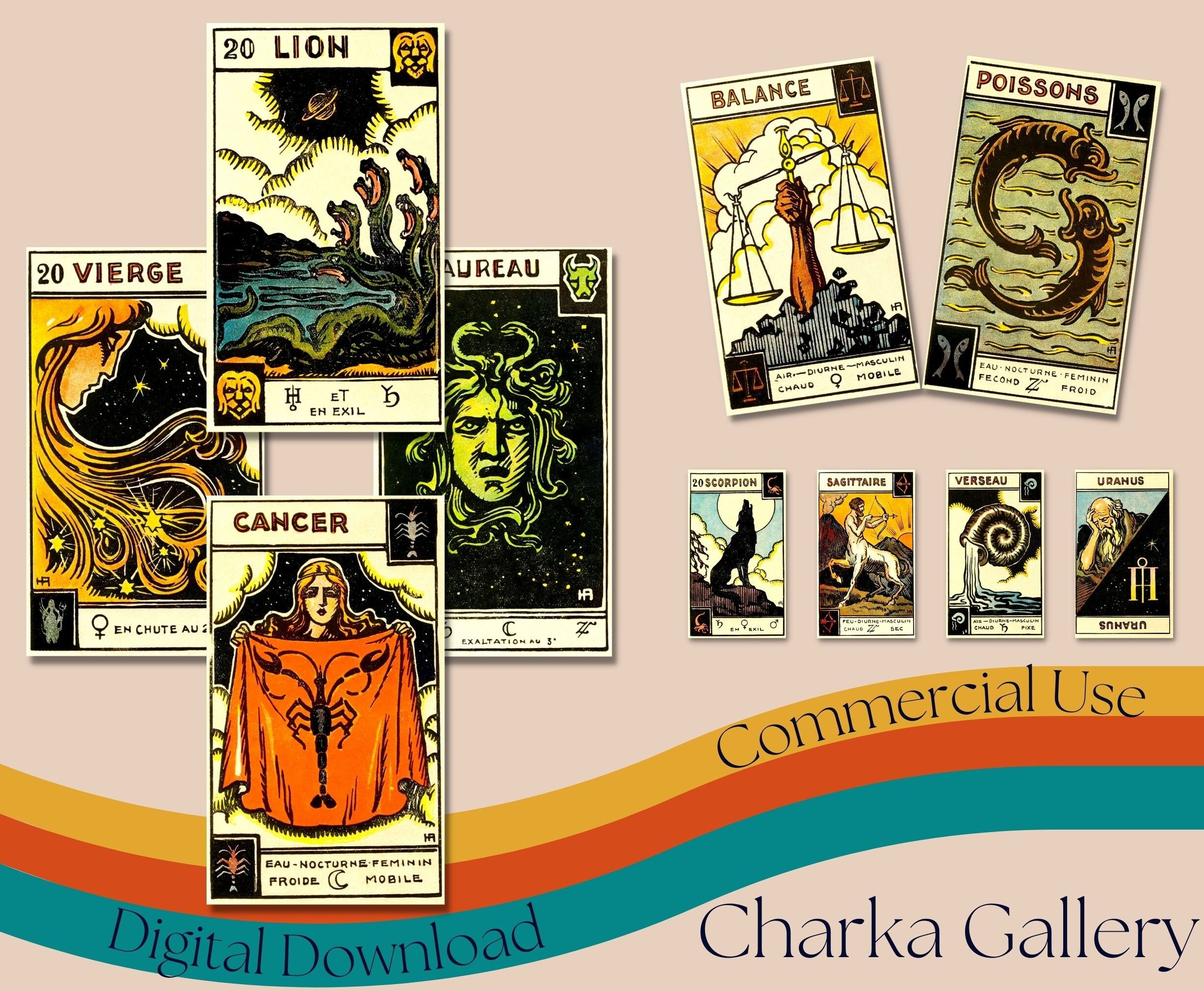Printable Astrological Zodiac Tarot Card Deck, le Tarot Astologique ...