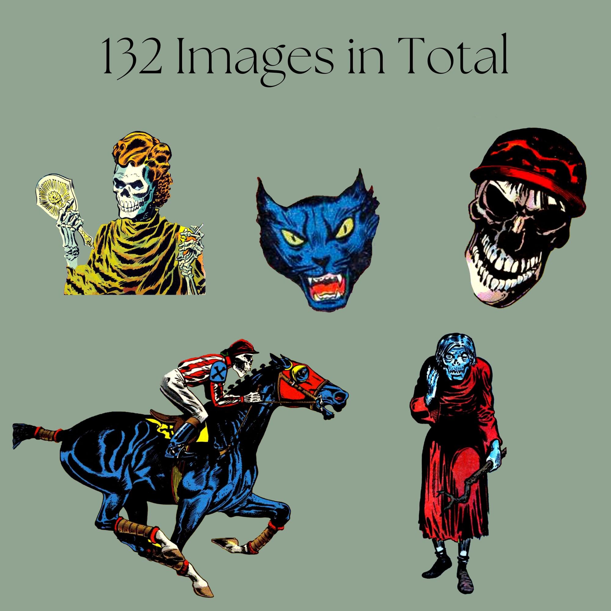 132 Vintage Horror Comic Characters • Halloween Clipart Bundle ...