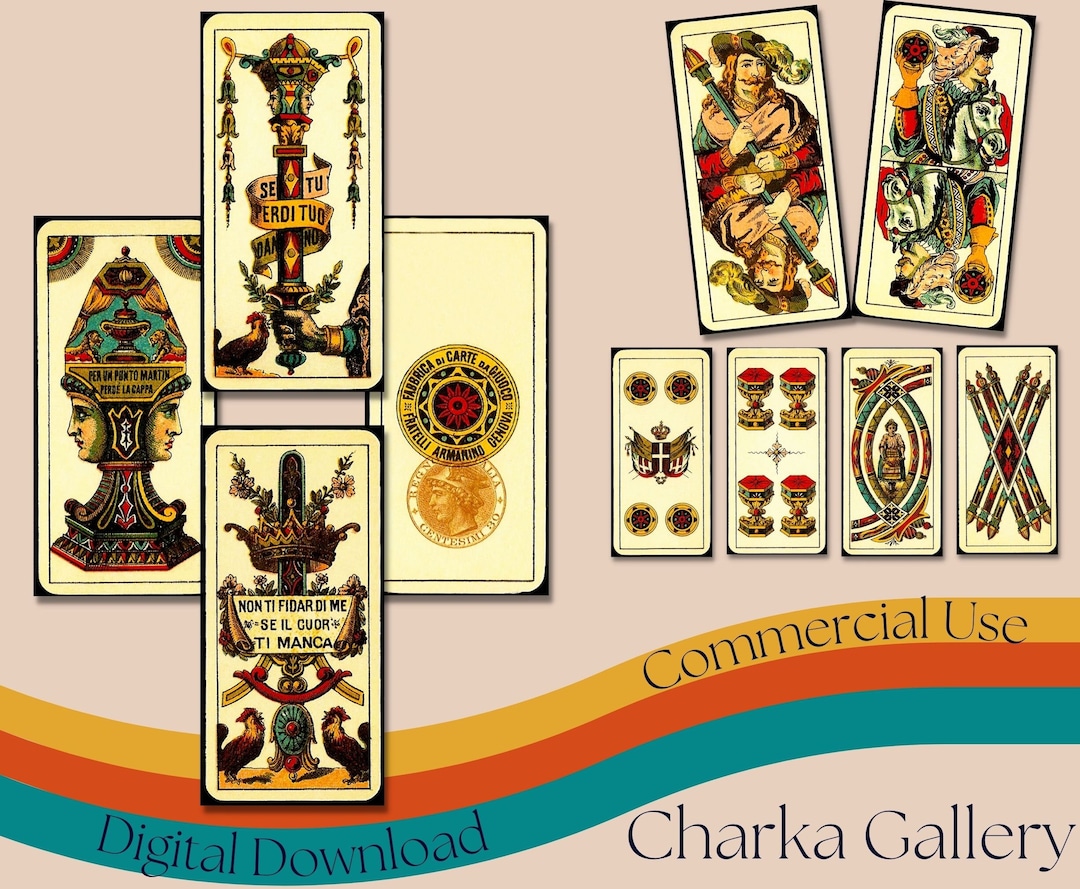 Printable "trevigiane" Playing Cards Full Deck, High Resolution Italian ...