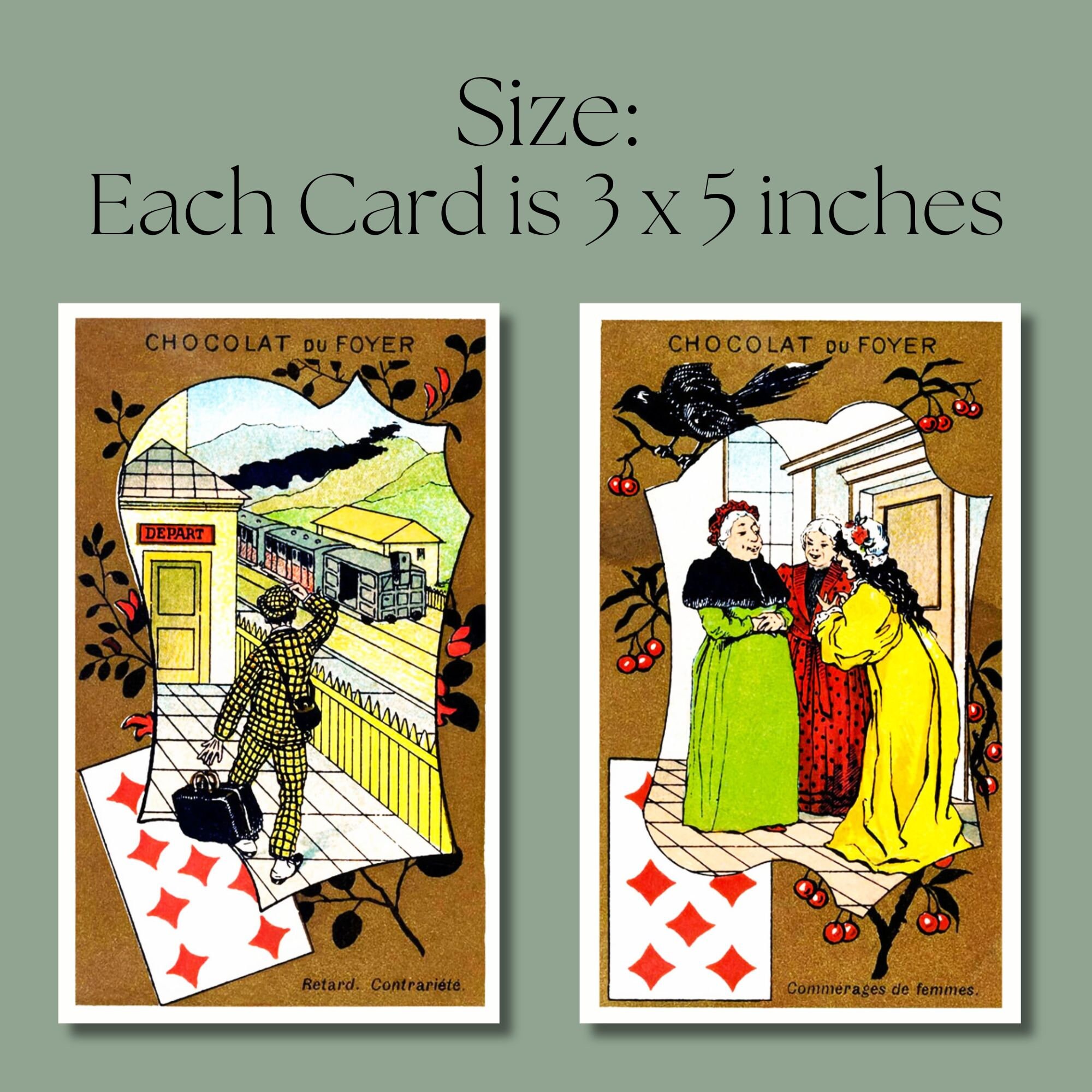 Vintage French Cartomancy Deck, Printable 'chocolat' Playing Cards Full ...