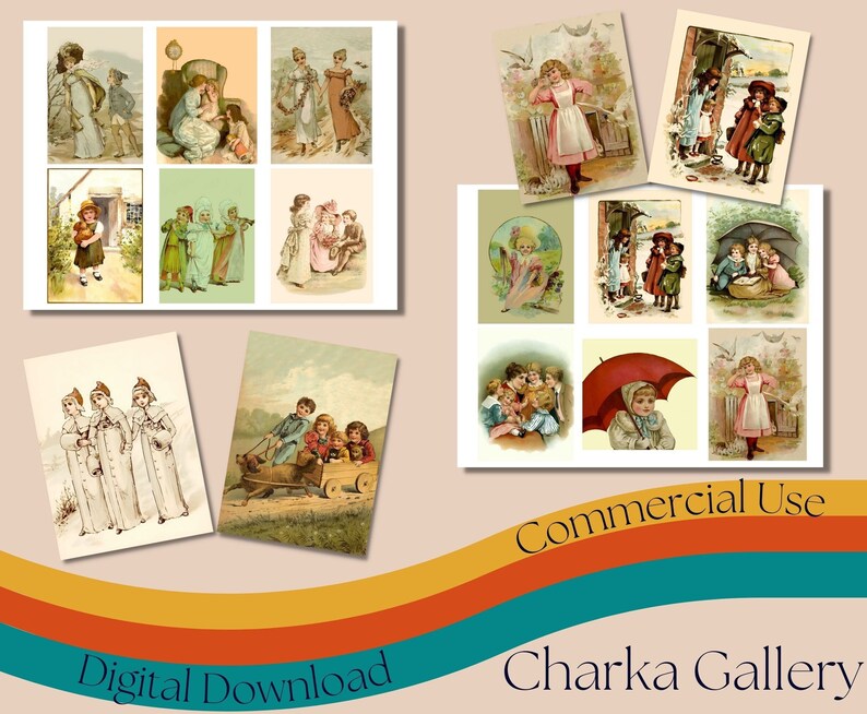 Printable Old Illustrations Collage Sheets, Vintage Ephemera Kit, Junk ...