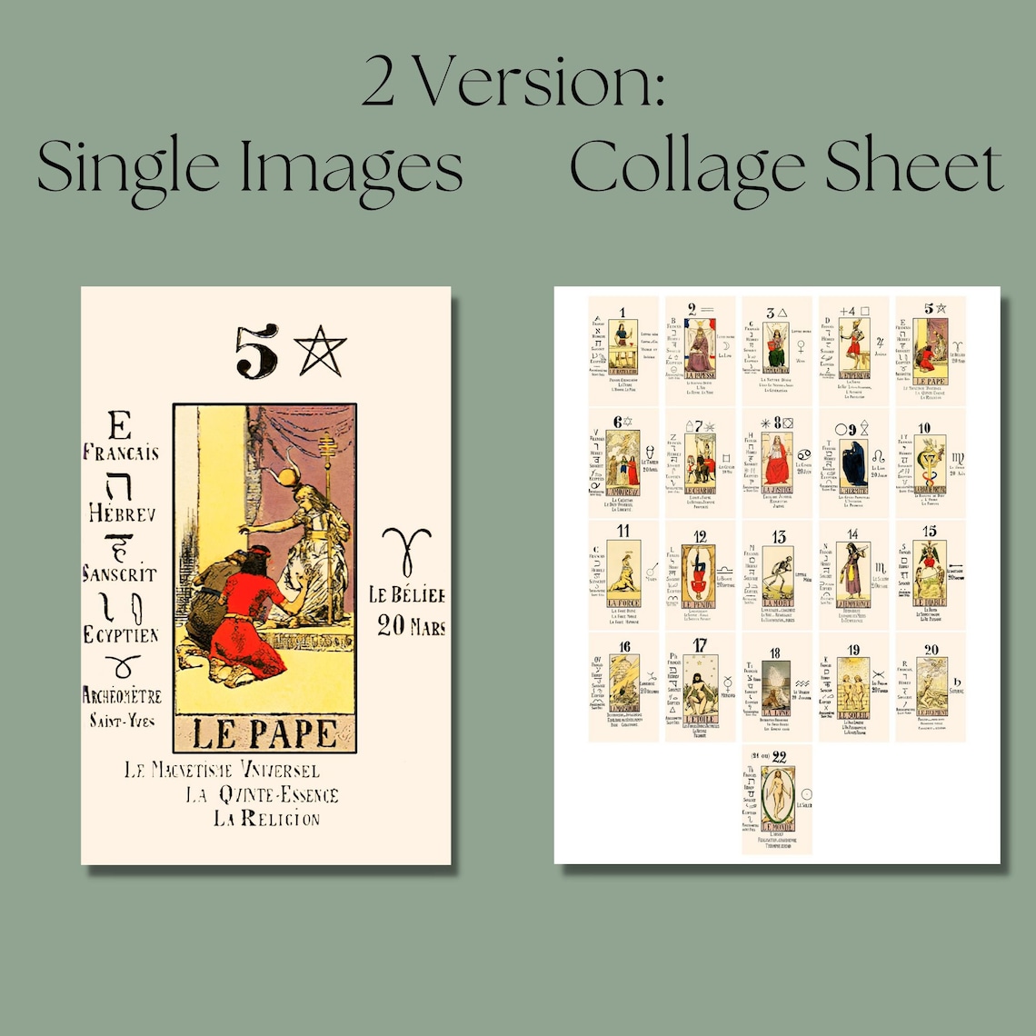 Printable papus Design Major Arcana Tarot Cards - Etsy