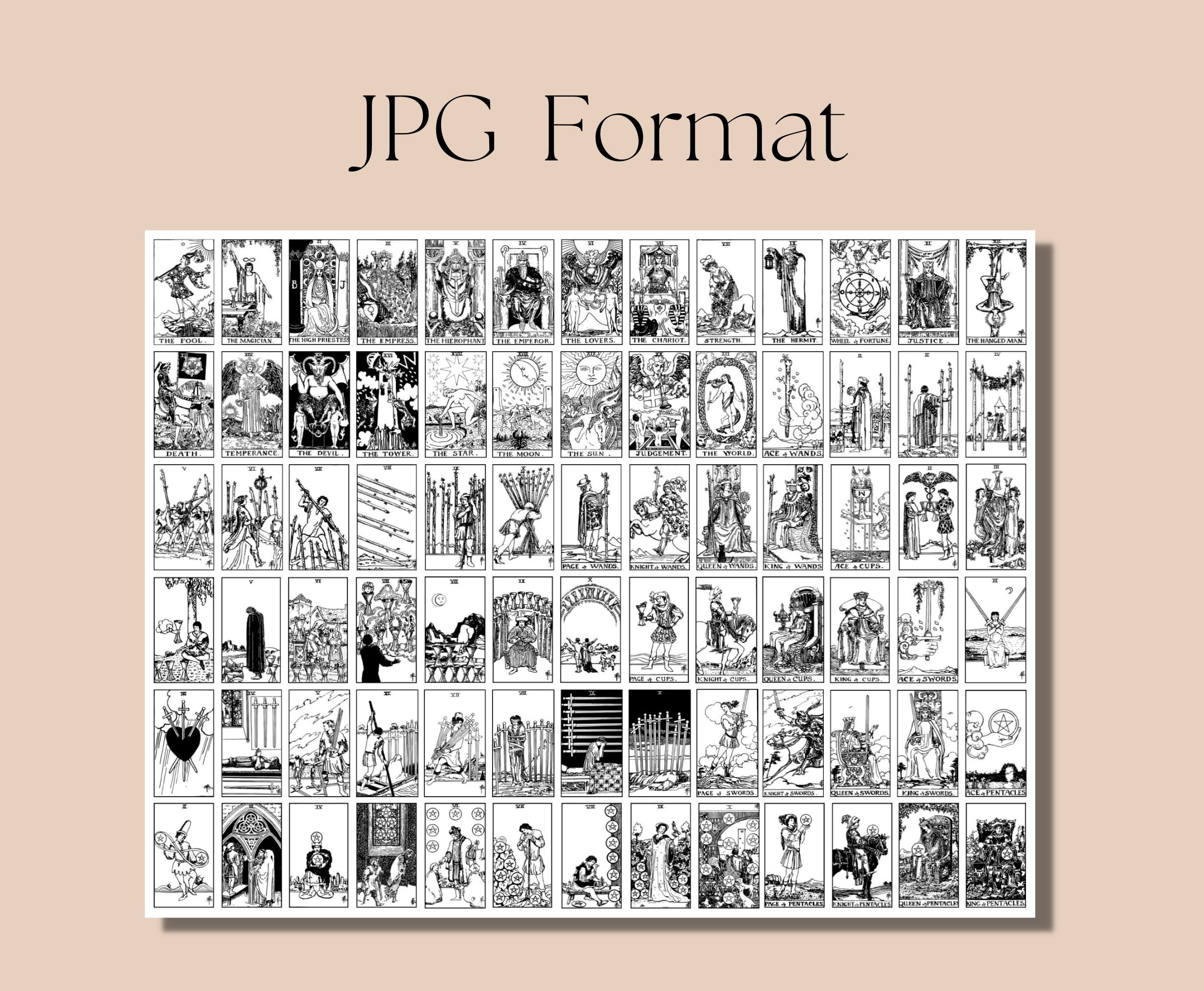 Printable Mini Tarot Card Deck Stickers, Black & White and Color Rider ...