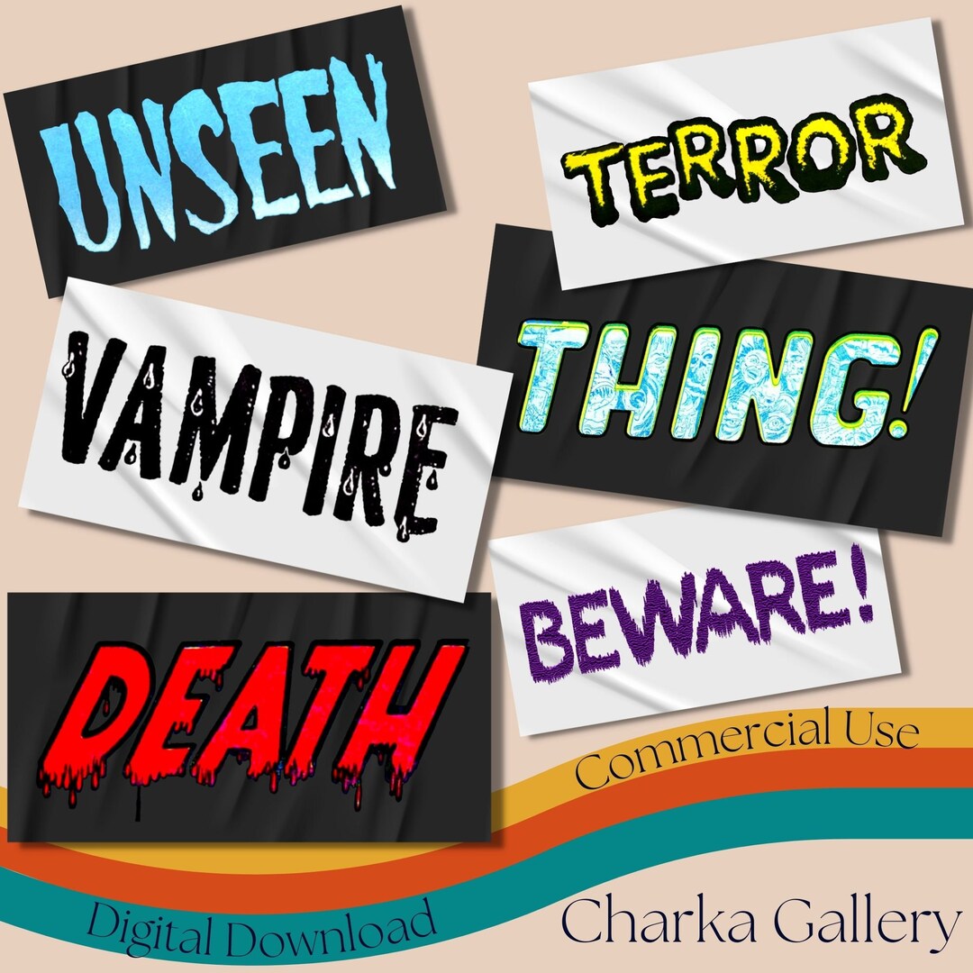 70 Vintage Horror Comic Word Labels • Scary Words & Sounds • Retro ...