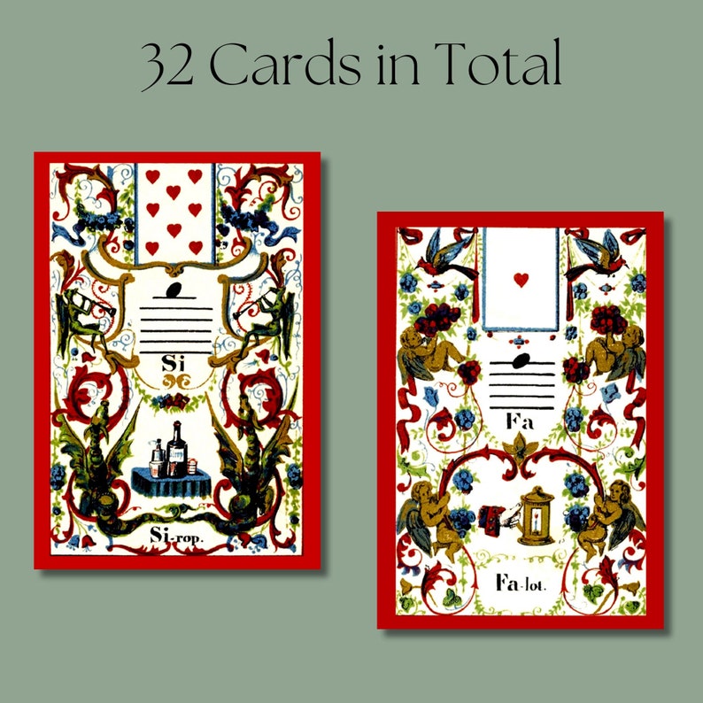 Vintage 'musical' Playing Cards Complete Set, Printable French Card ...