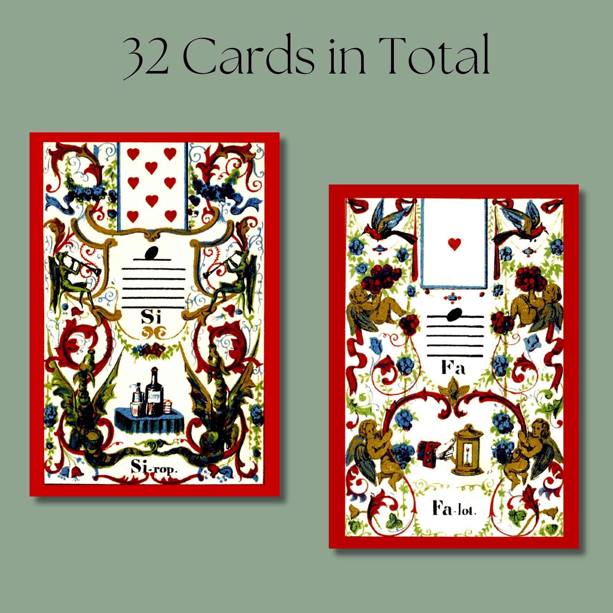 Vintage 'musical' Playing Cards Complete Set, Printable French Card ...