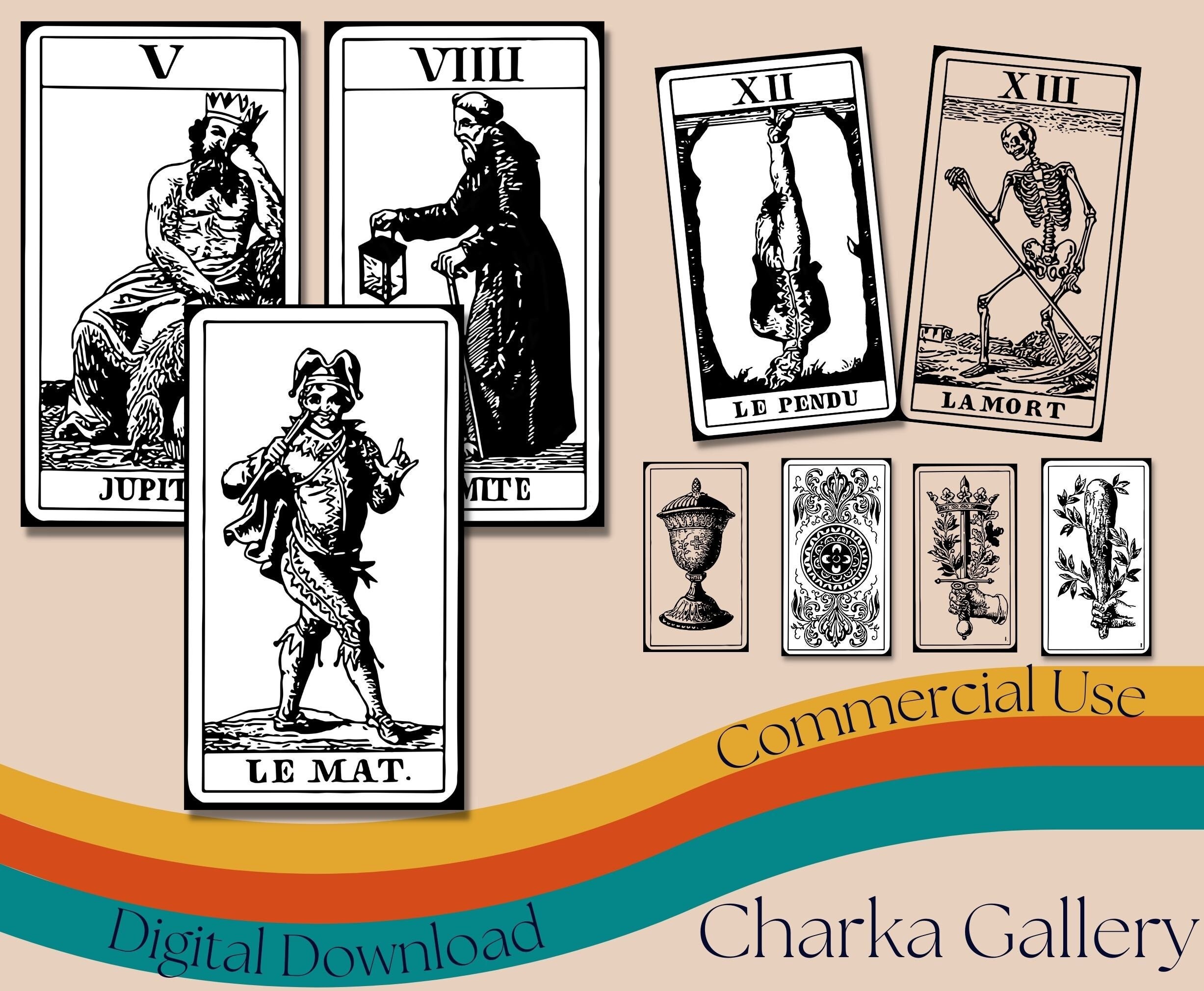 1JJ Swiss Tarot Line Art • Black and White Woodcuts • Transparent PNG ...