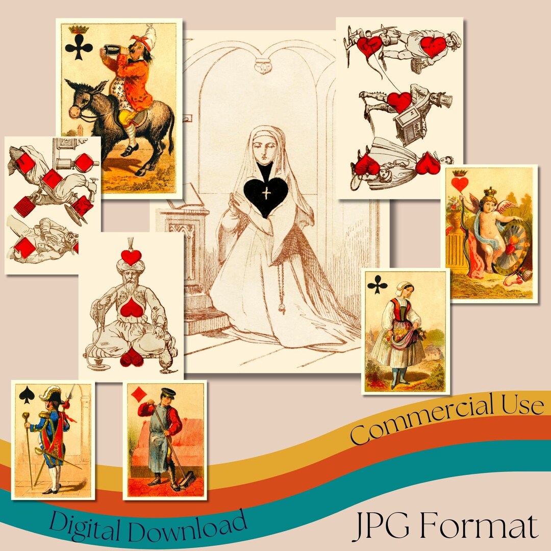 Full Deck of Late 19th Century Playing Cards, Printable 52 Cards ...