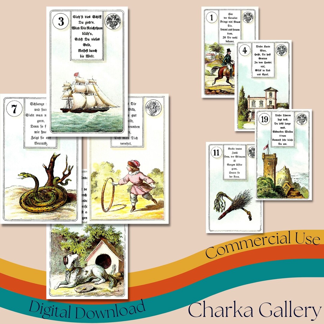 Printable Dondorf Lenormand Fortune Telling Set, Vintage German ...