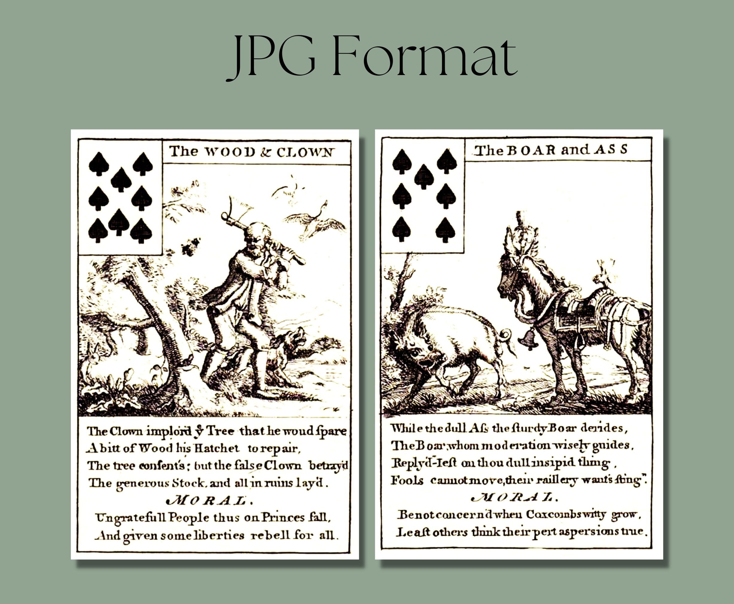 Antique Aesop's Fables Playing Cards 1797 • Thomas Kirk Art • 52 Cards ...