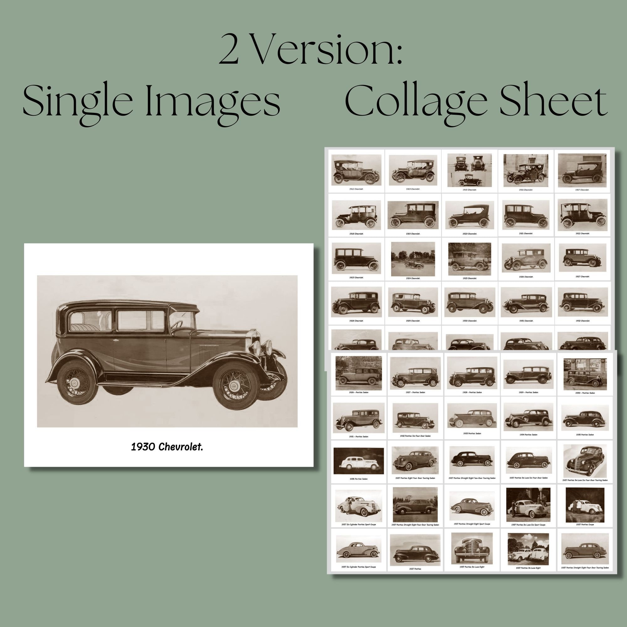 Printable chevrolet Pontiac 1912-1938 Photographs, Vintage Cars Collage ...