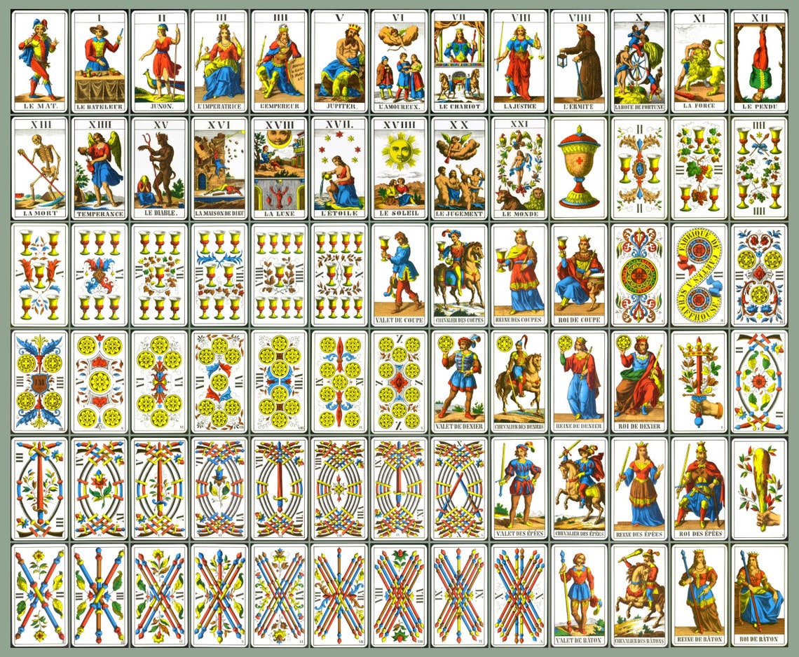 Printable The 1jj Swiss Tarot Card Deck High Resolution Complete Set