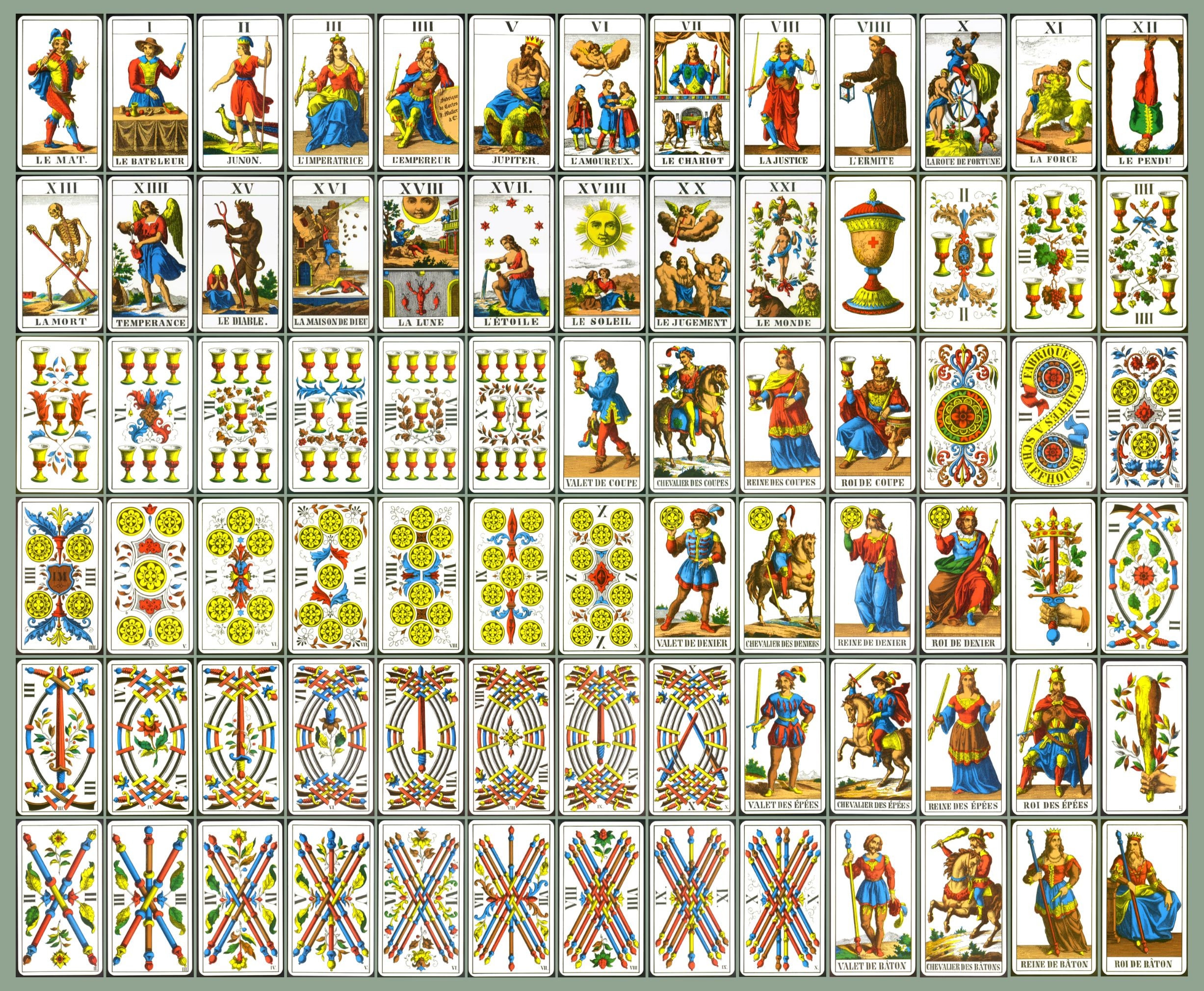 Printable the 1JJ Swiss Tarot Card Deck, High Resolution Complete Set ...