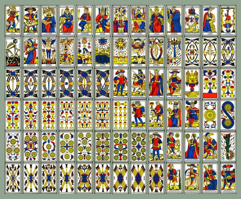 Printable tarot of Marseilles Tarot Card Deck, High Resolution Complete ...