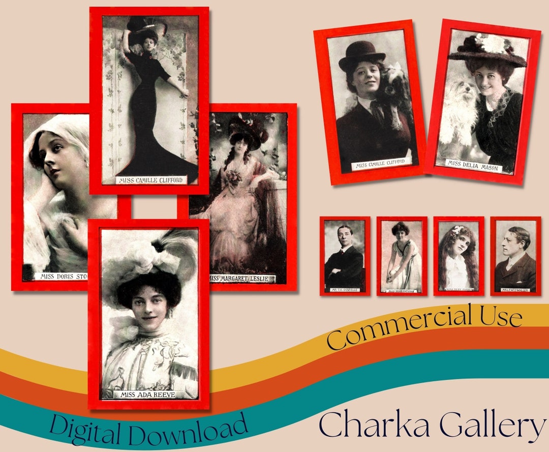 Printable "actors and Actresses Cigarette Cards, Vintage Ephemera ...