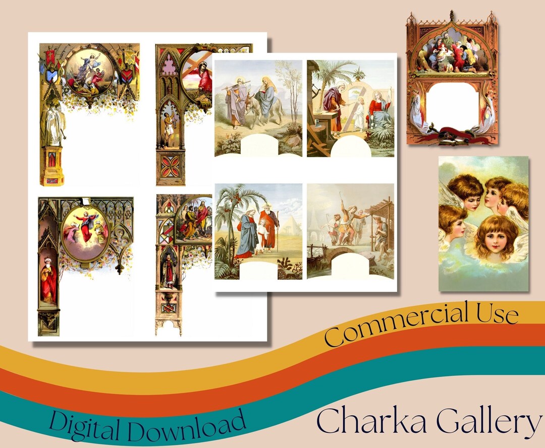 Printable Vintage Religious Collage Sheets, Vintage Ephemera, Junk ...
