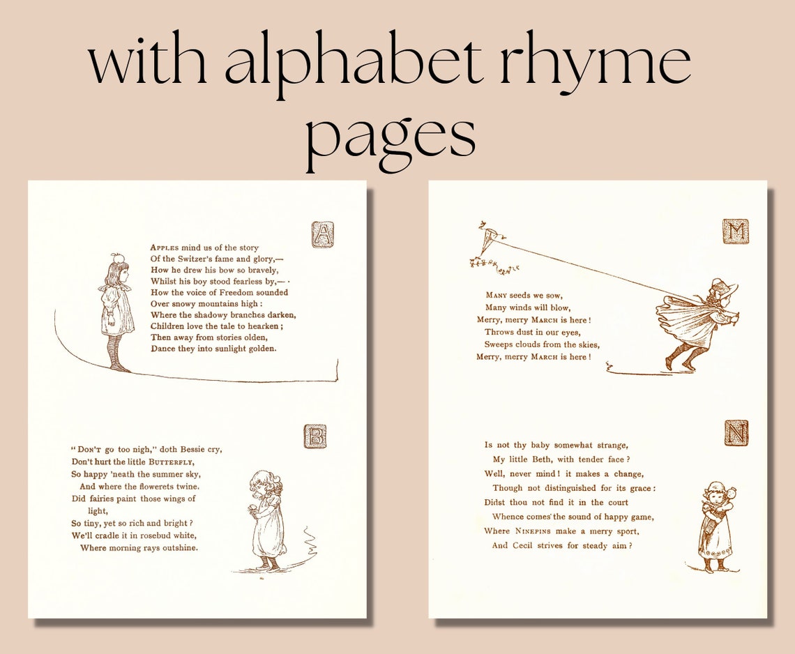 Printable Vintage Alphabet Pages, Alphabet Flashcard Digital Download ...