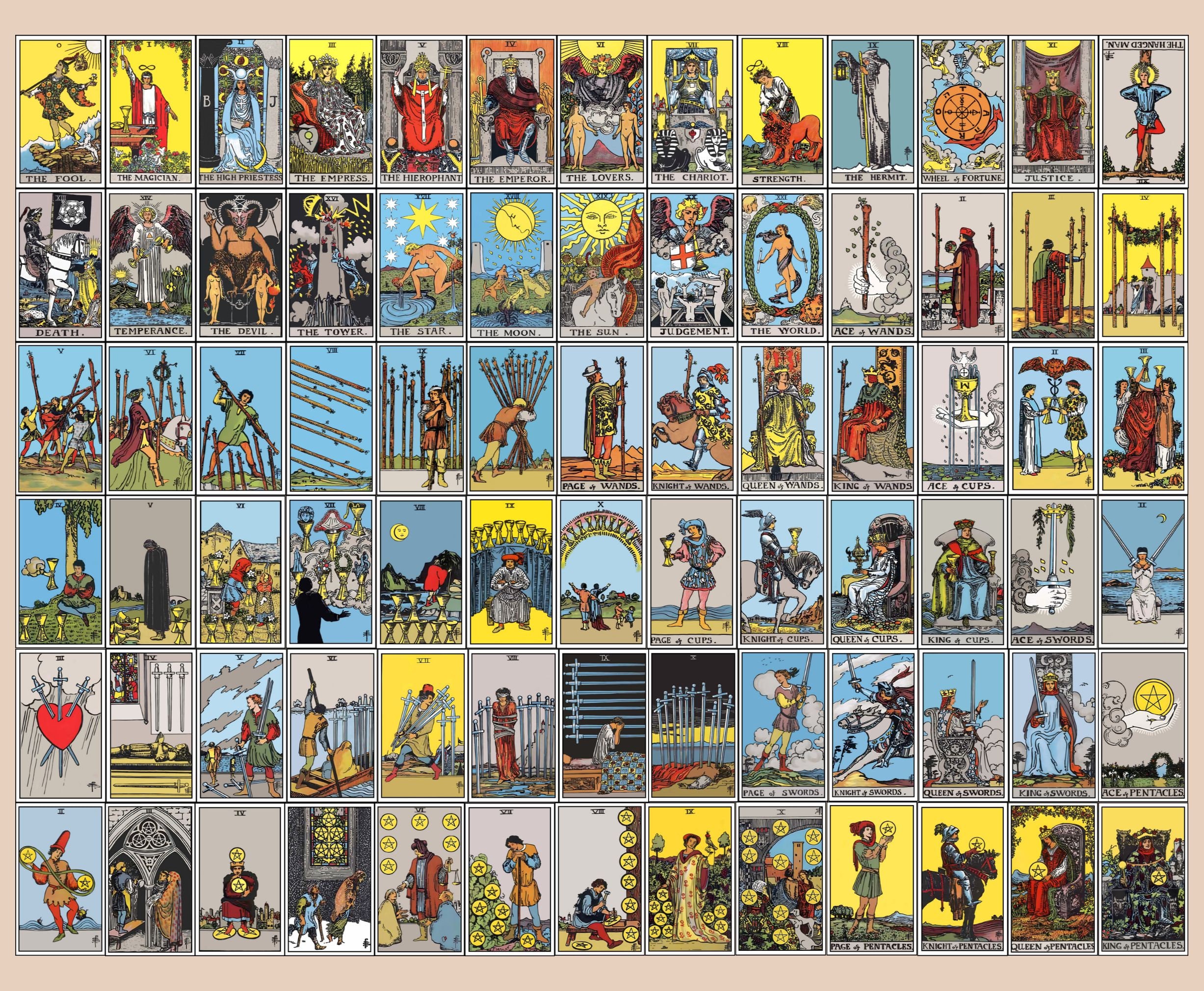 Baraja de cartas de Tarot Rider Waite Smith imprimible, conjunto ...