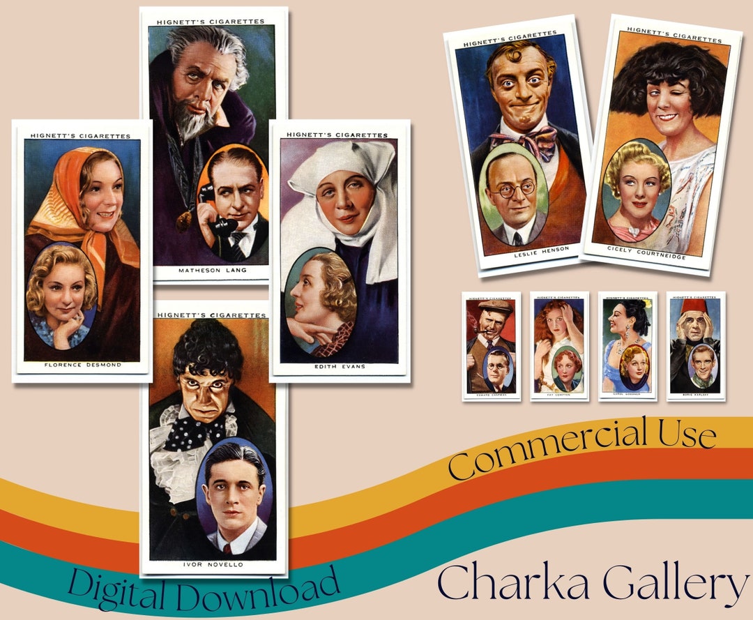 Printable "actors Natural and Character Studies" Cigarette Cards ...