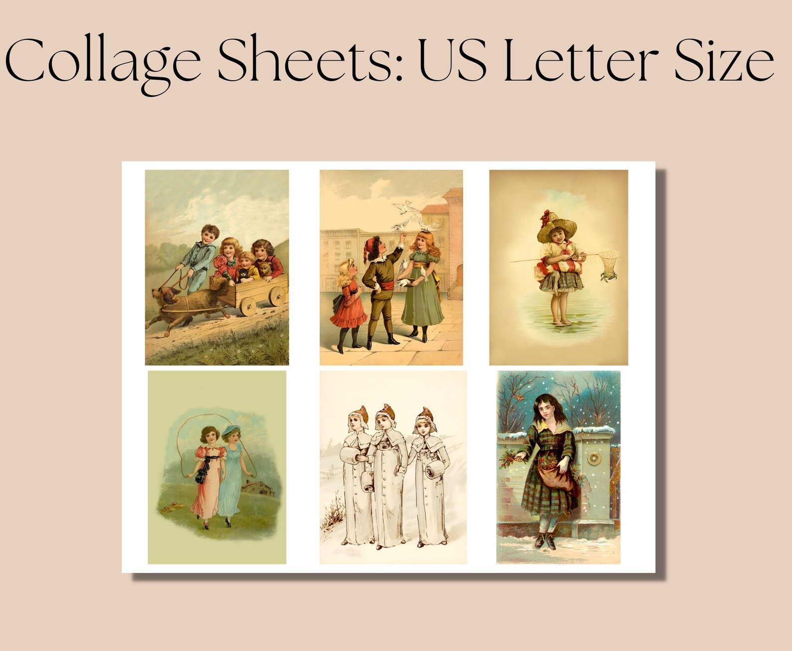 Printable Old Illustrations Collage Sheets, Vintage Ephemera Kit, Junk ...