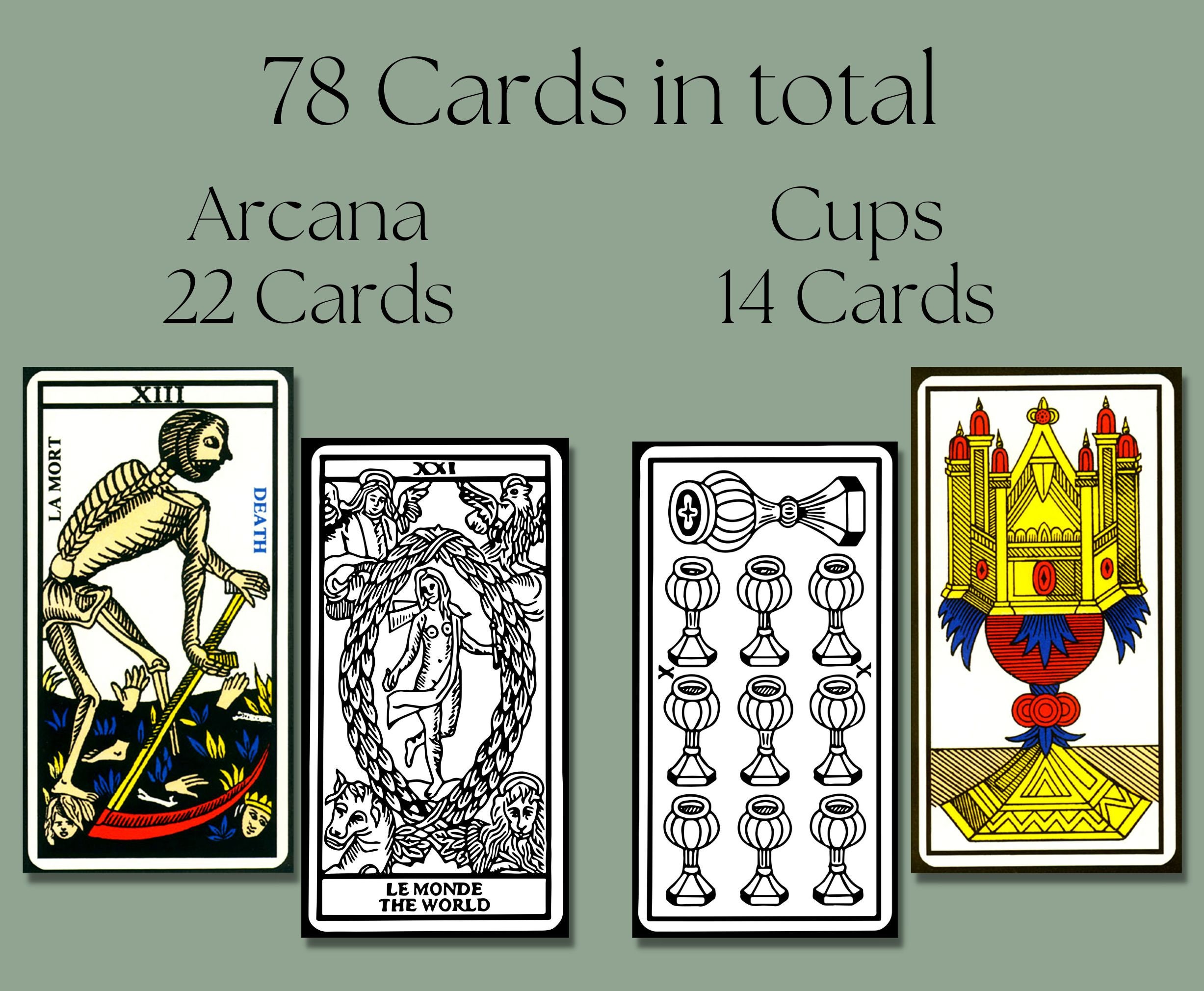 Printable Mini Tarot Card Deck Stickers Black & White and - Etsy