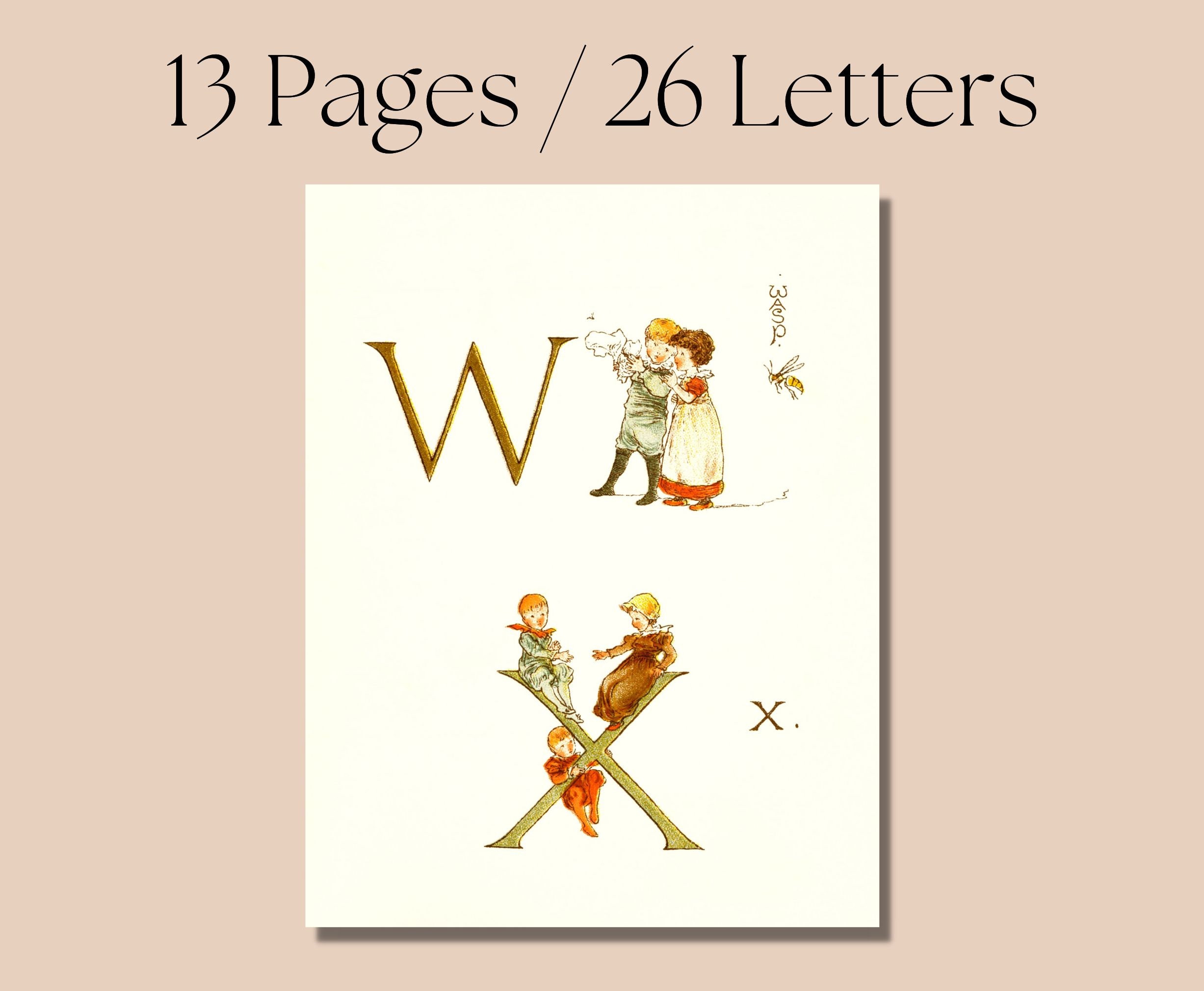 Printable Vintage Alphabet Pages, Alphabet Flashcard Digital Download ...