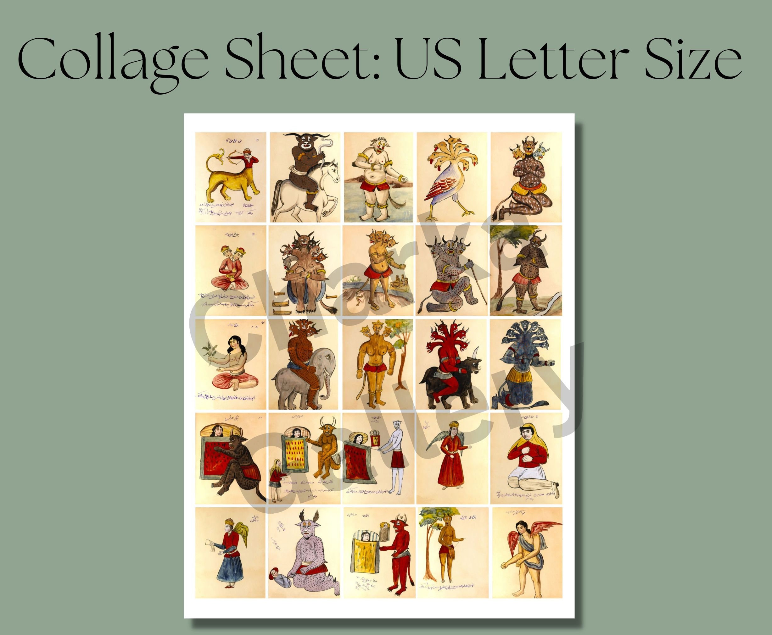 Printable persian Demons Illustrations, Devil Drawings Wall Art Print ...