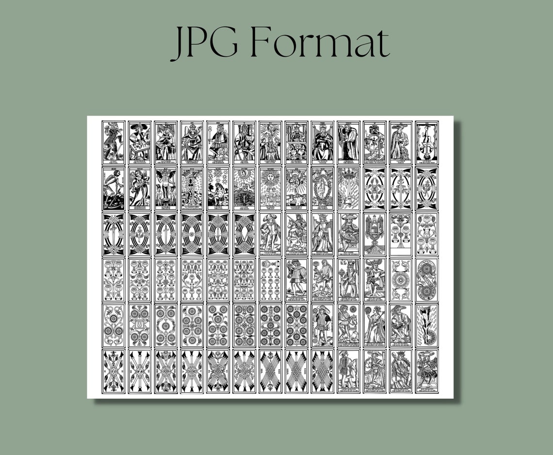 Printable Mini Tarot Card Deck Stickers Black & White and - Etsy