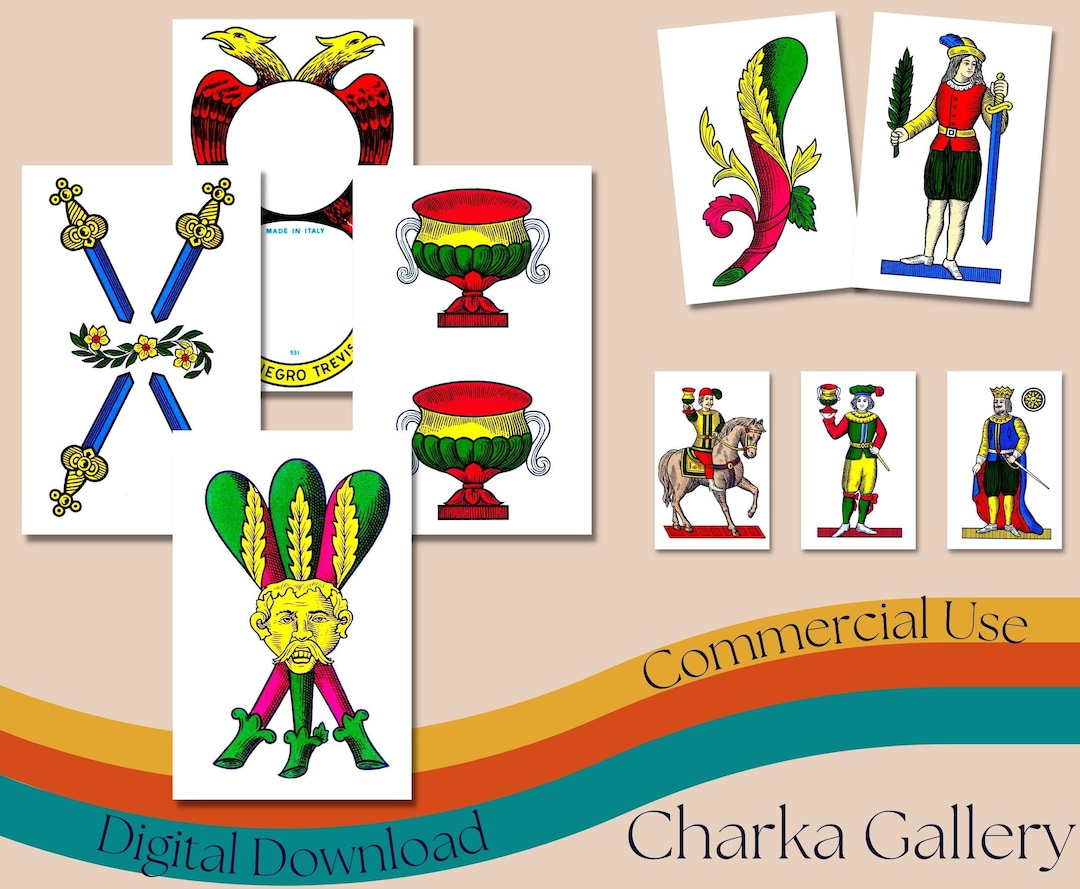 Printable "naples" Playing Cards, Italian Playing Card Collage Sheet ...