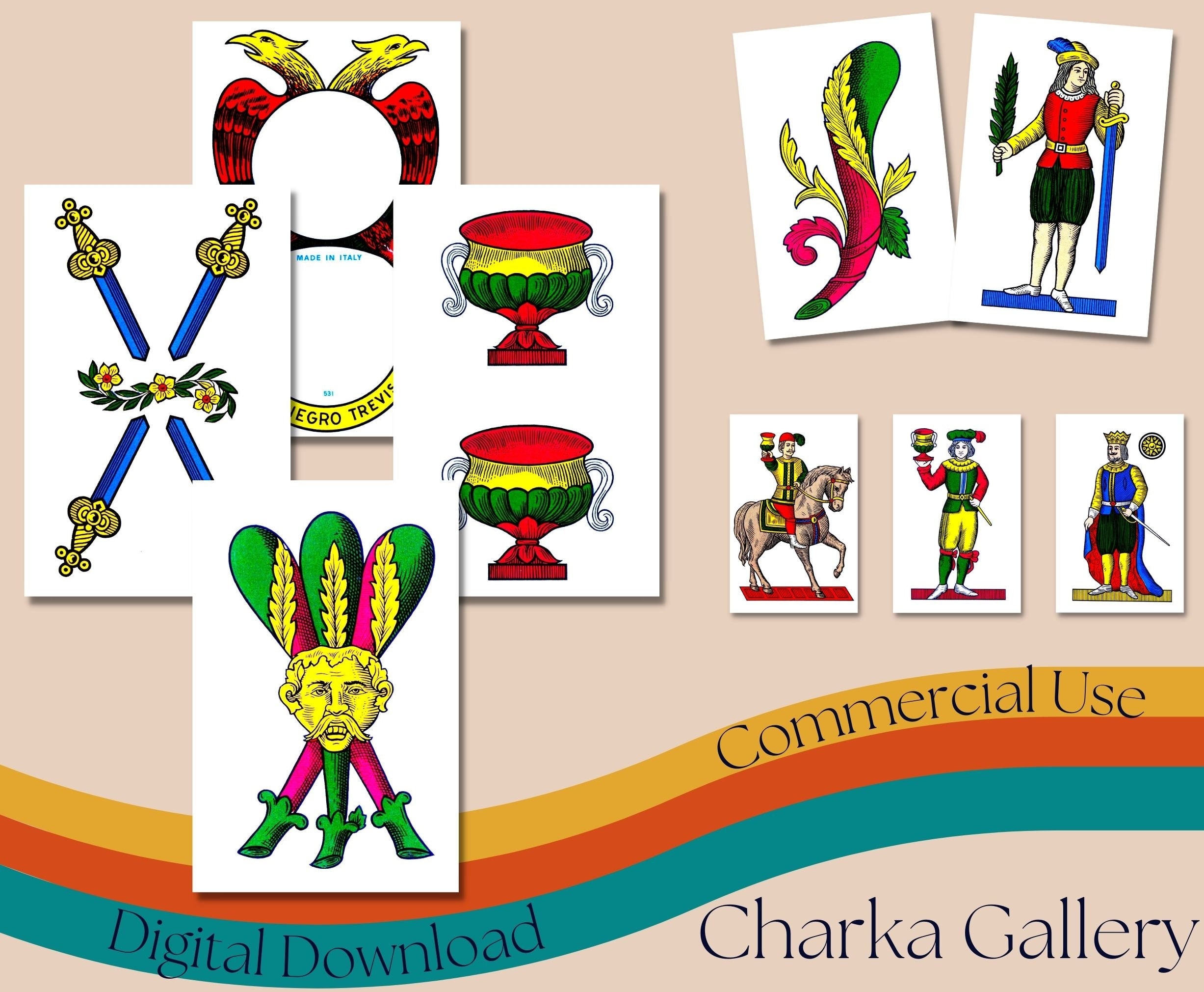 Printable "naples" Playing Cards, Italian Playing Card Collage Sheet ...