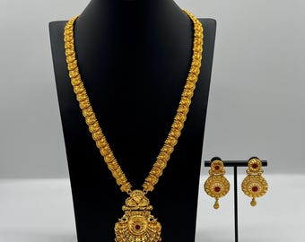 24k Gold Plated Ball Chain Rani Haar Set - Etsy