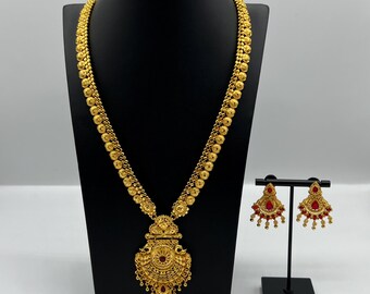 24ct Gold Plated Rani Haar Necklace Set | Indian Bridal Jewellery | Traditional Long Necklace ...