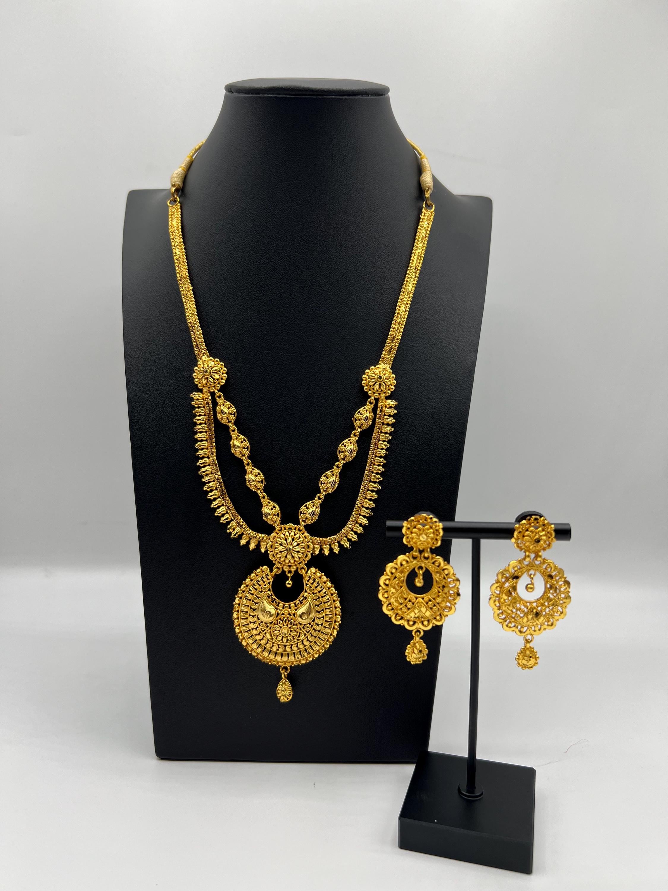 24k Gold Plated Rani Haar Set, Inspired by India, Pakistan, and Nepal ...