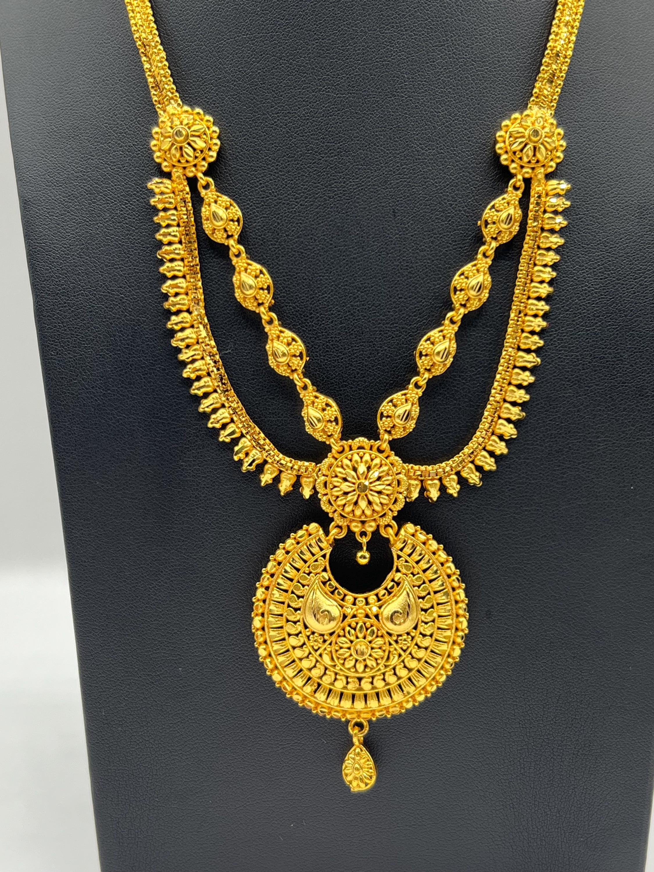 24k Gold Plated Rani Haar Set, Inspired by India, Pakistan, and Nepal ...