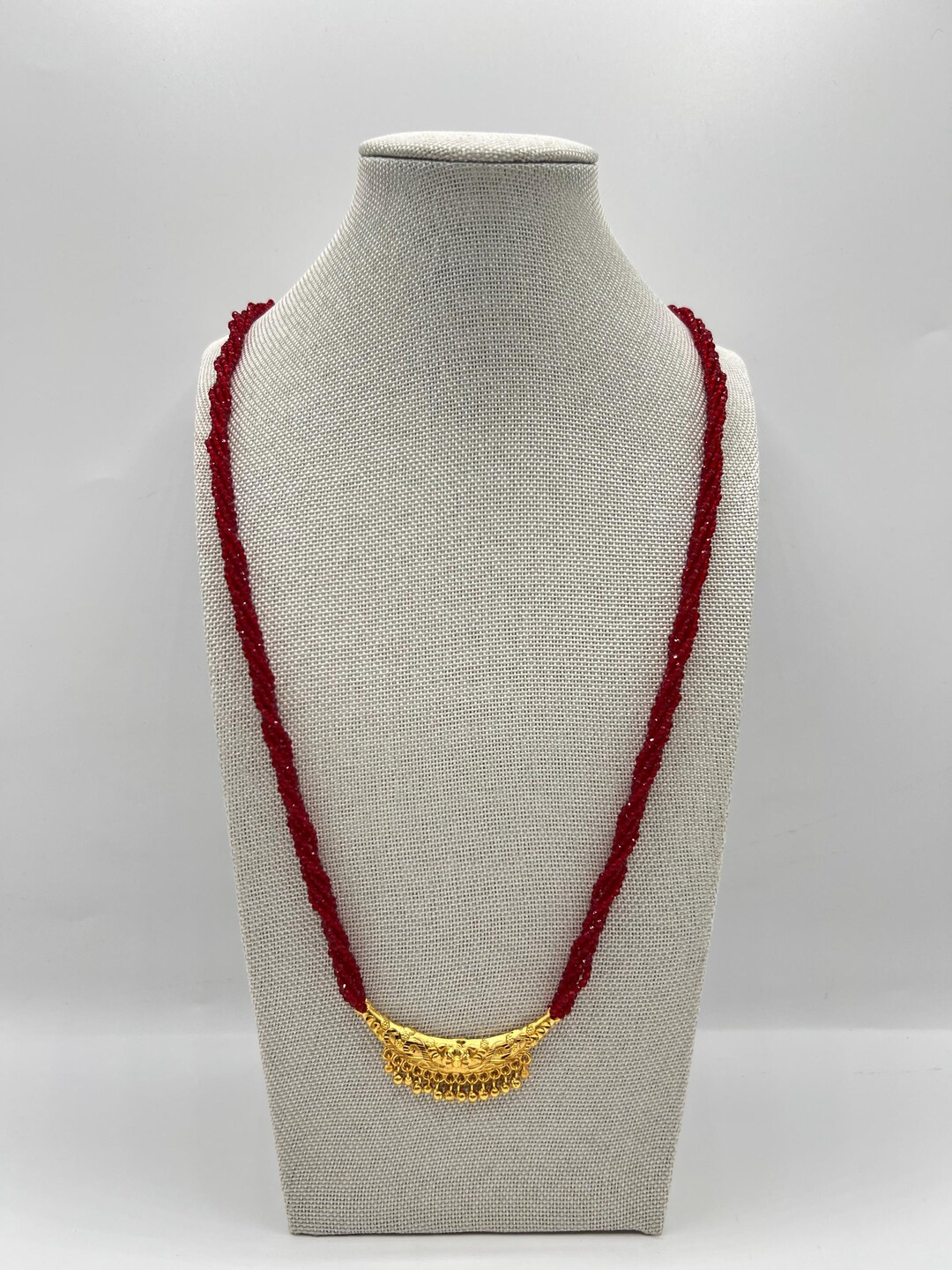 Gold Plated Hasuli Mangalsutra With Red Hydro Potey Beads – Elegant ...