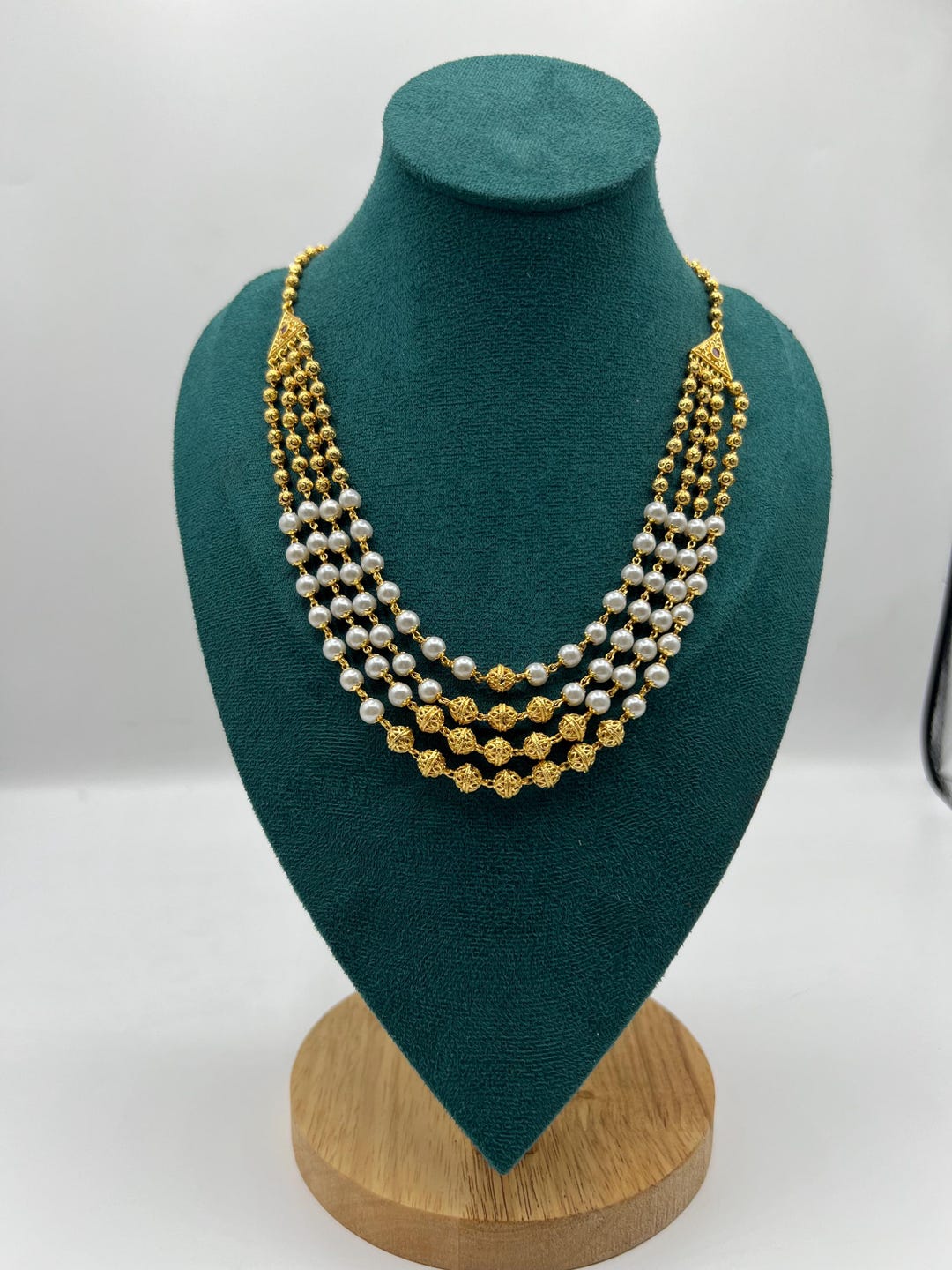 Gold Plated Layered Ball Chain With Pearls - Etsy Canada