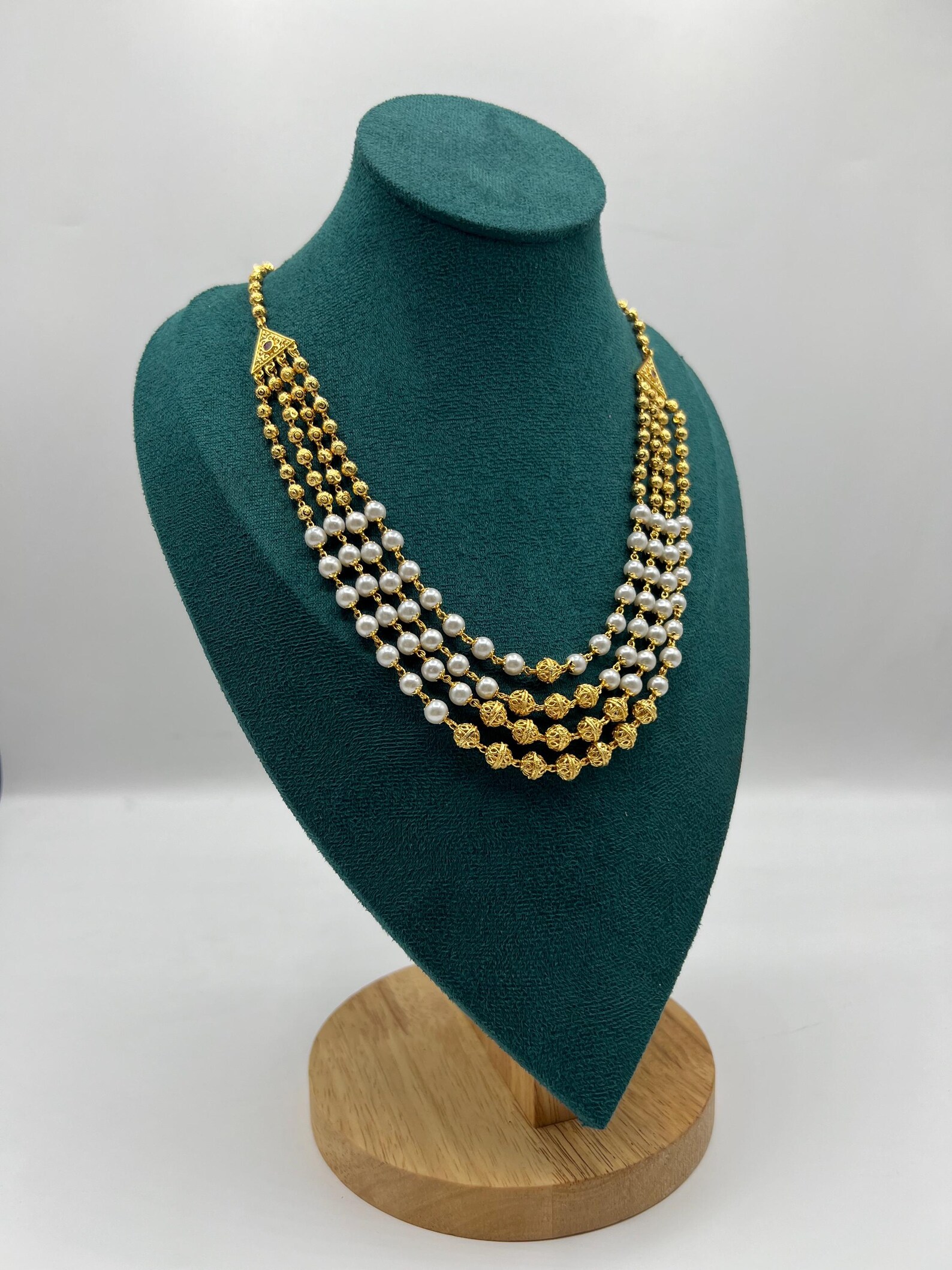 Gold Plated Layered Ball Chain With Pearls - Etsy Canada