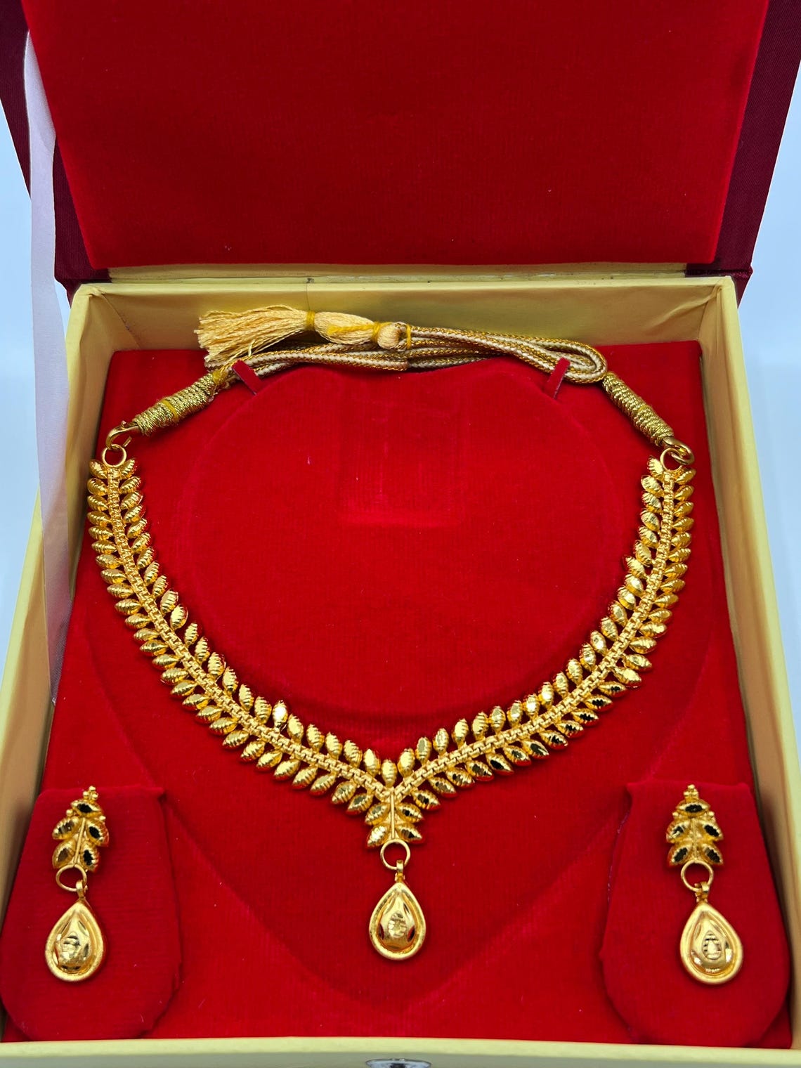 Gold Plated Mini Haar Necklace Set Nepali Jewellery Traditional Jewelry ...