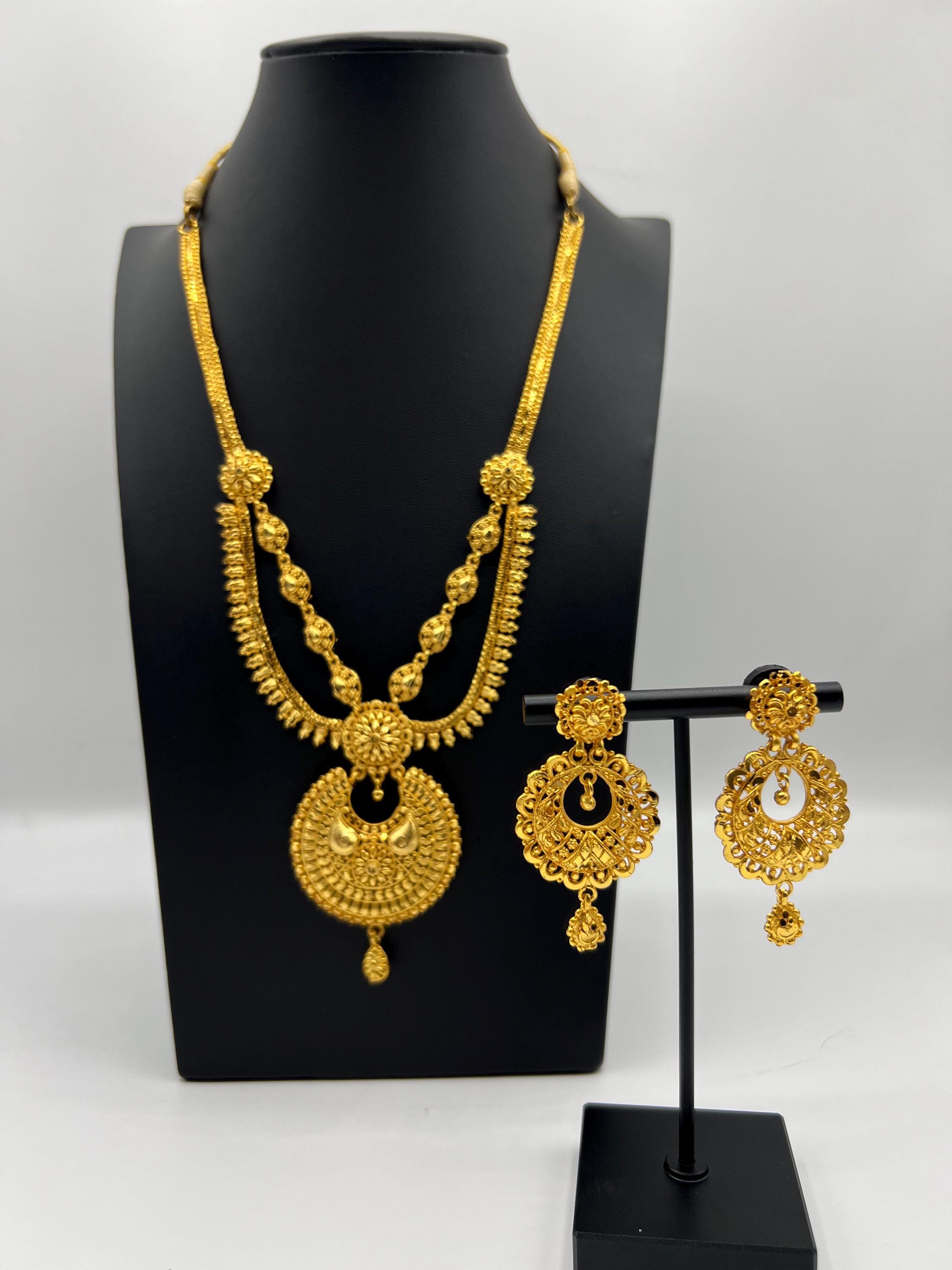 24k Gold Plated Rani Haar Set, Inspired by India, Pakistan, and Nepal ...