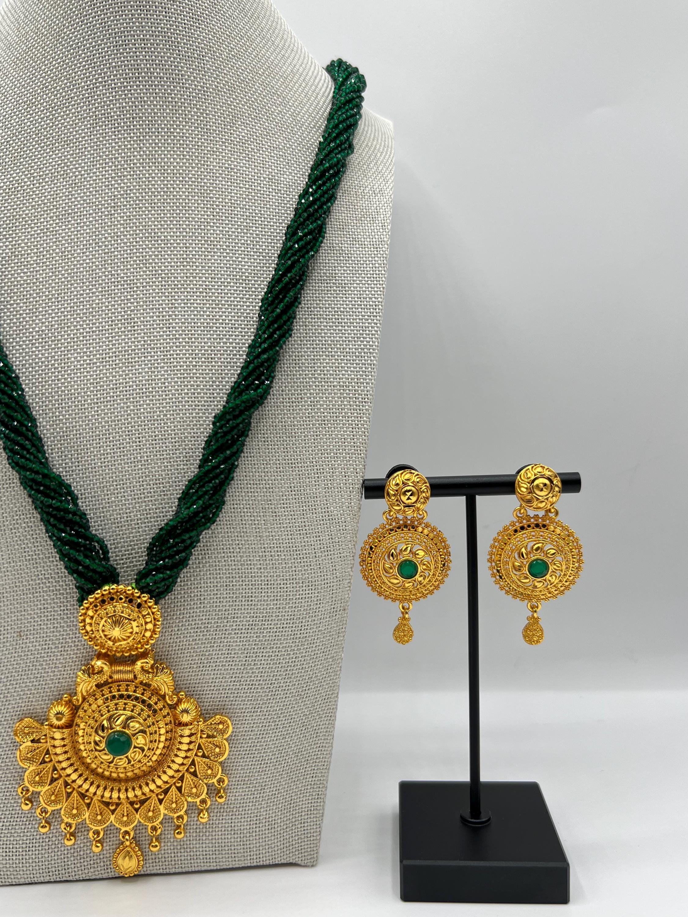 Glamah 24K Gold Plated Necklace with Red Hydro Potey Elegant Indian Jewellery Wedding Festive Season