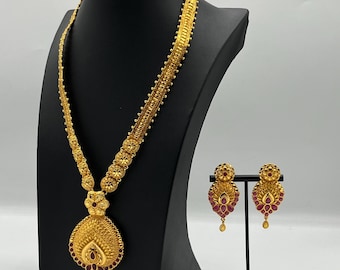 24k Gold Plated Luxurious Rani Haar Set - Etsy