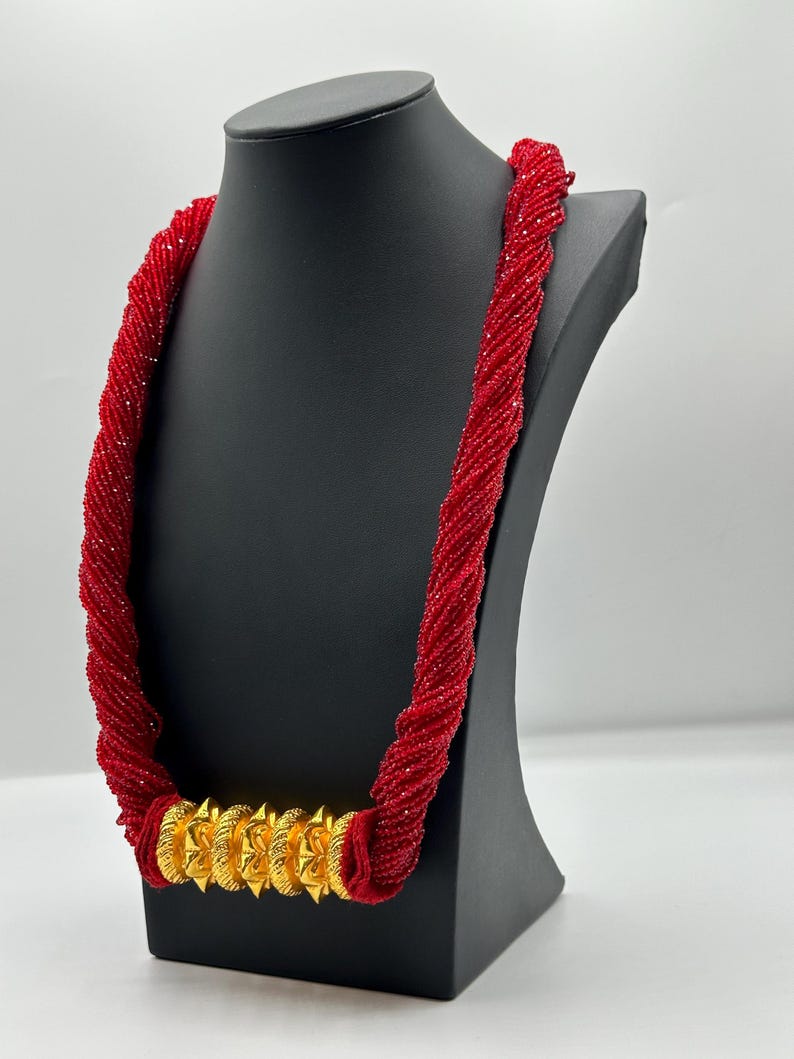 24K Gold Plated New Design Maili Tilhari in Red Hydro Potey Necklace ...
