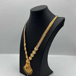 Traditional Nepali & Indian Rani Haar | 24K Gold Plated With Green ...