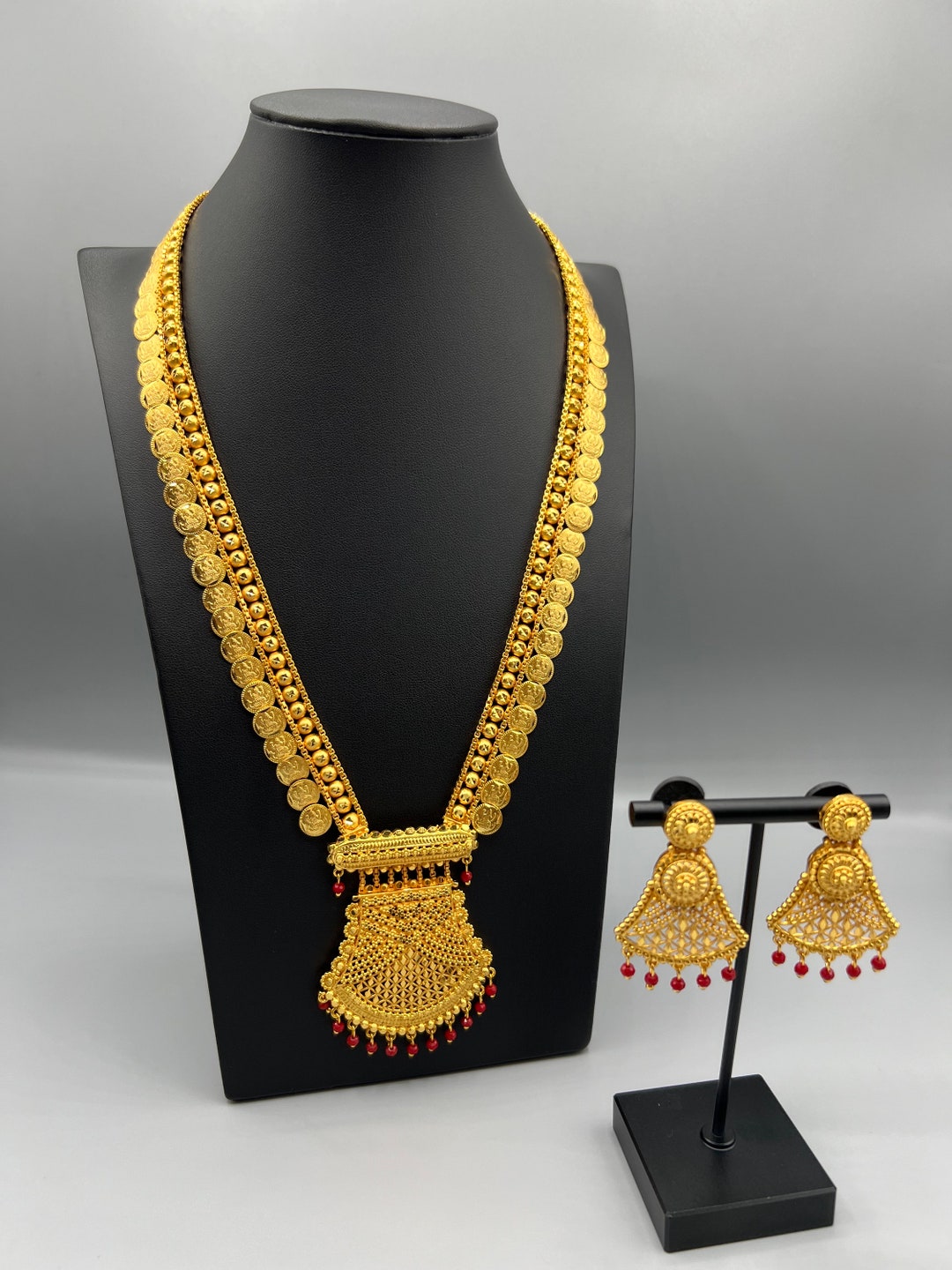 Gold Plated Coin Rani Haar Set, Inspired by India, Pakistan, and Nepal ...