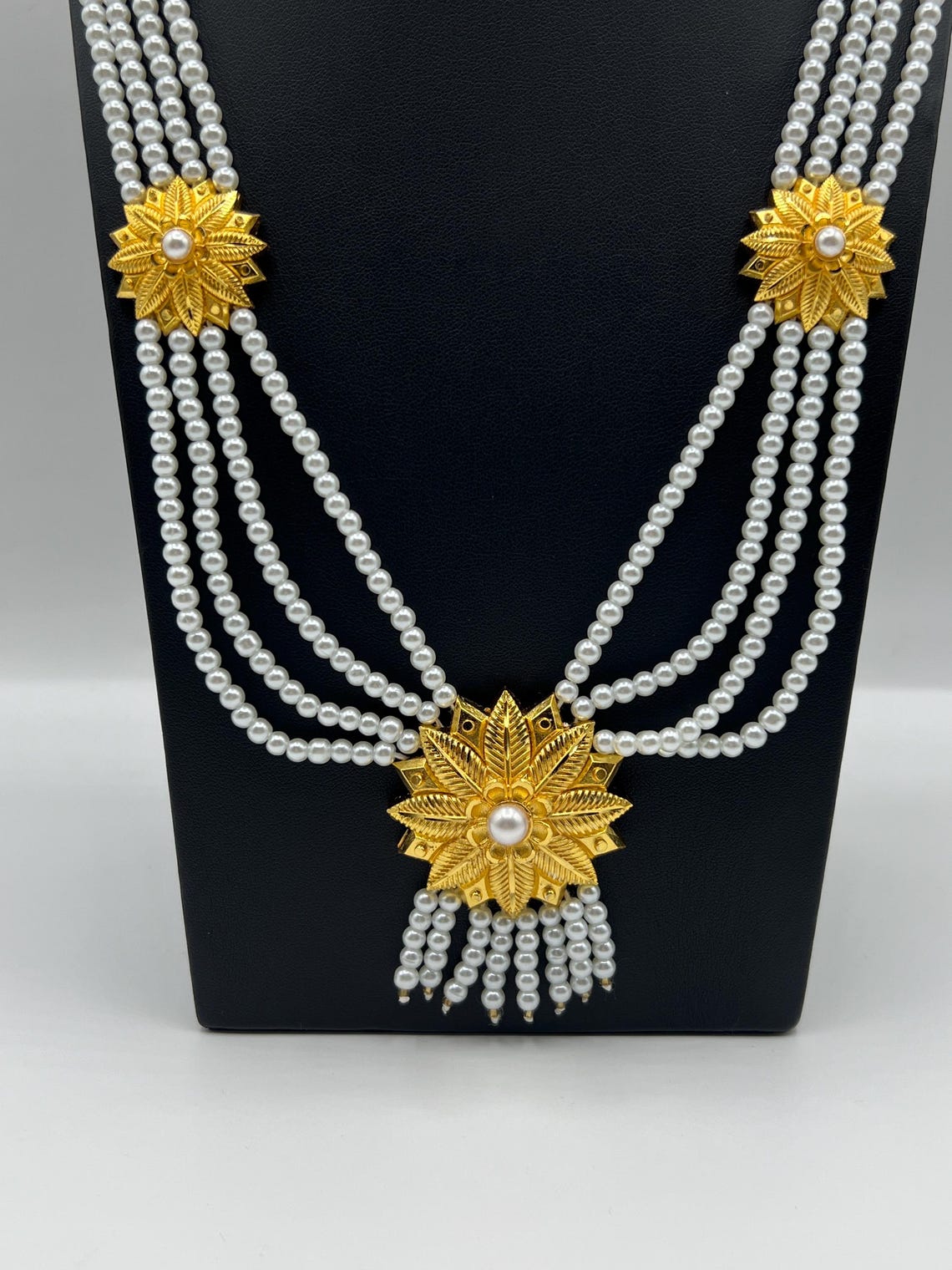 Gold-plated Chandra Haar Necklace With Pearls, Inspired by Nepal Moti ...